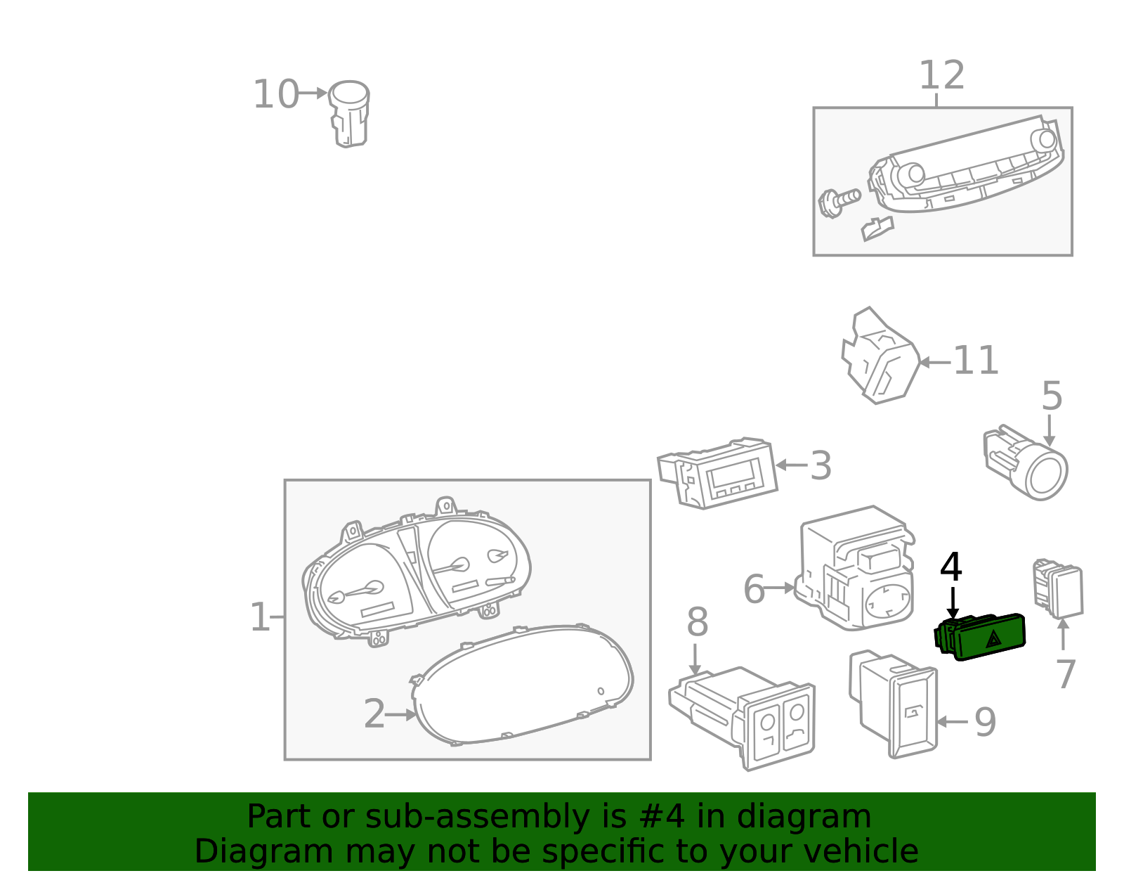 2011-2012 Toyota Avalon Hazard Switch 84332-07020 | MotorMotor