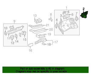 Genuine Toyota Fender Apron Seal part# 53736-07021 for 2005-2020 Toyota ...