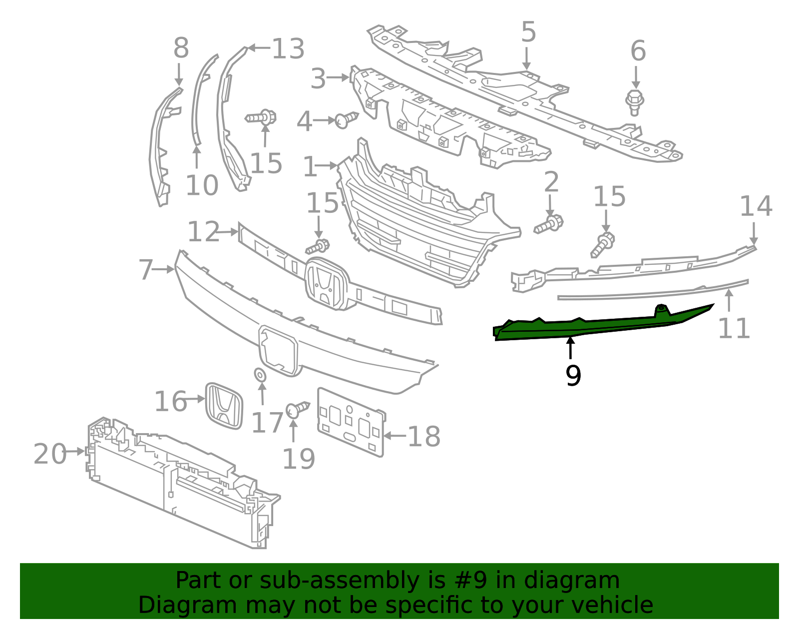 2018-2020 Honda Accord Molding Extension 71167-TVA-A11 | Honda Factory ...