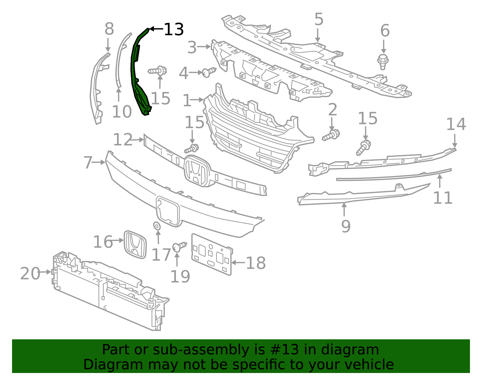 71161-TVA-A01 - High-Quality Grille Reinforcement for 2018-2020 Honda ...