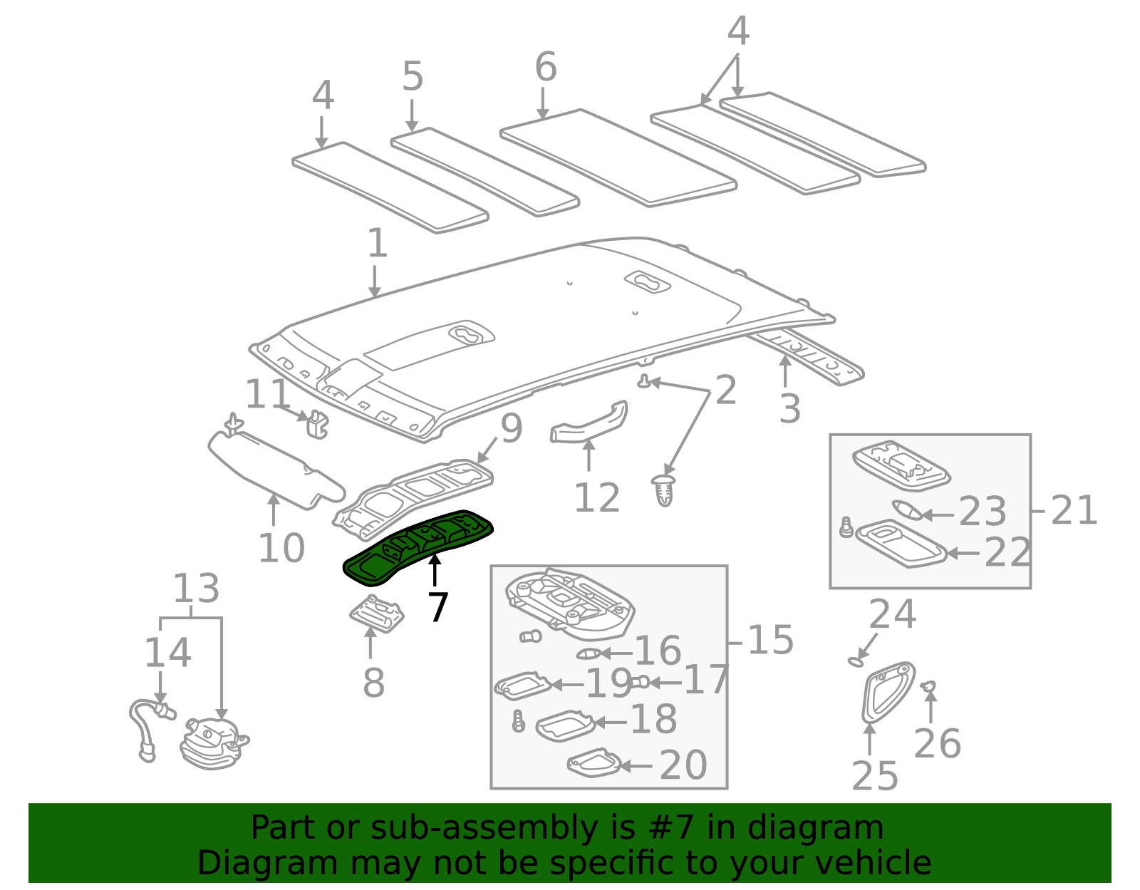 Genuine Official Toyota Roof Console part# 63605-60011-A1 for 1998-2002 ...