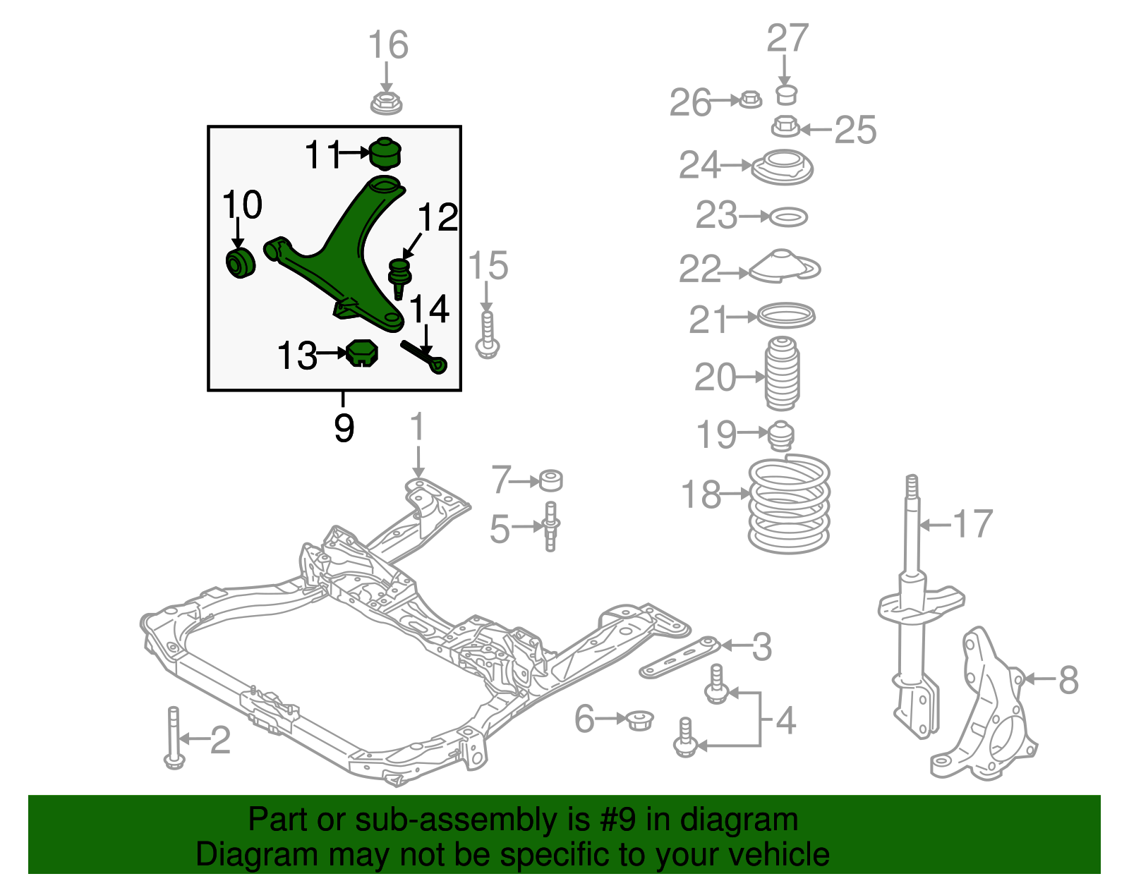 2010-2014 Subaru Control Arm 20202AJ05B | Subaru Online Parts