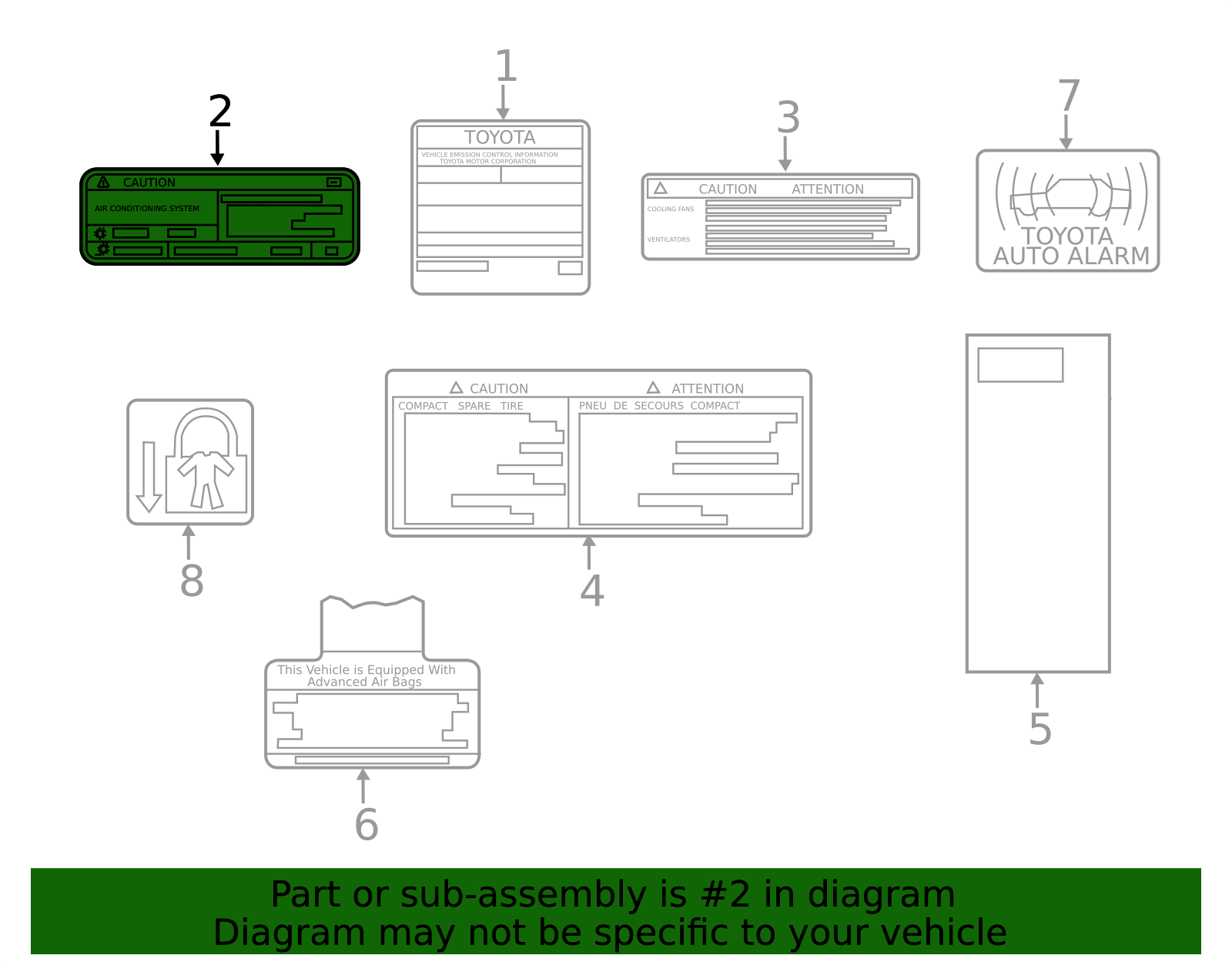 Genuine Official Toyota A/C System Information Label part# 88723-02230 ...