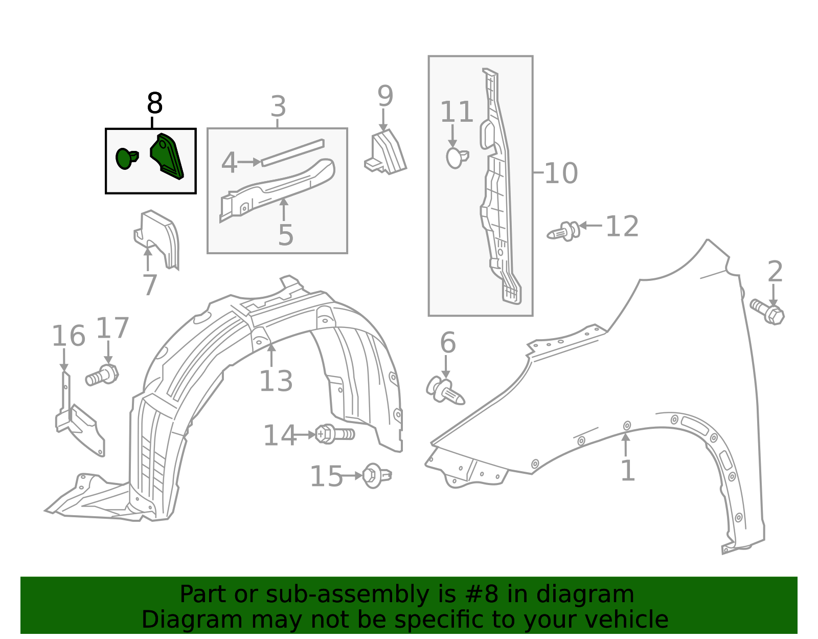 2014-2019 Toyota Highlander Fender Seal 53892-0E010 | Toyota Parts Center