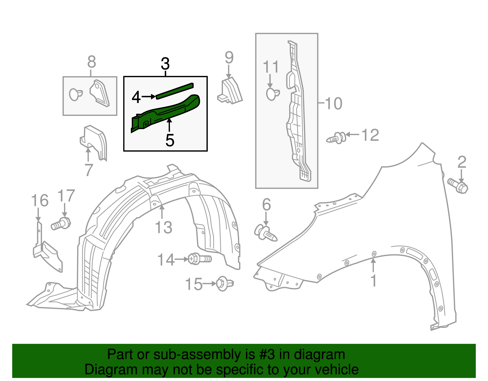 2014-2019 Toyota Highlander Fender Liner 53806-0E110 | OEM Parts Online