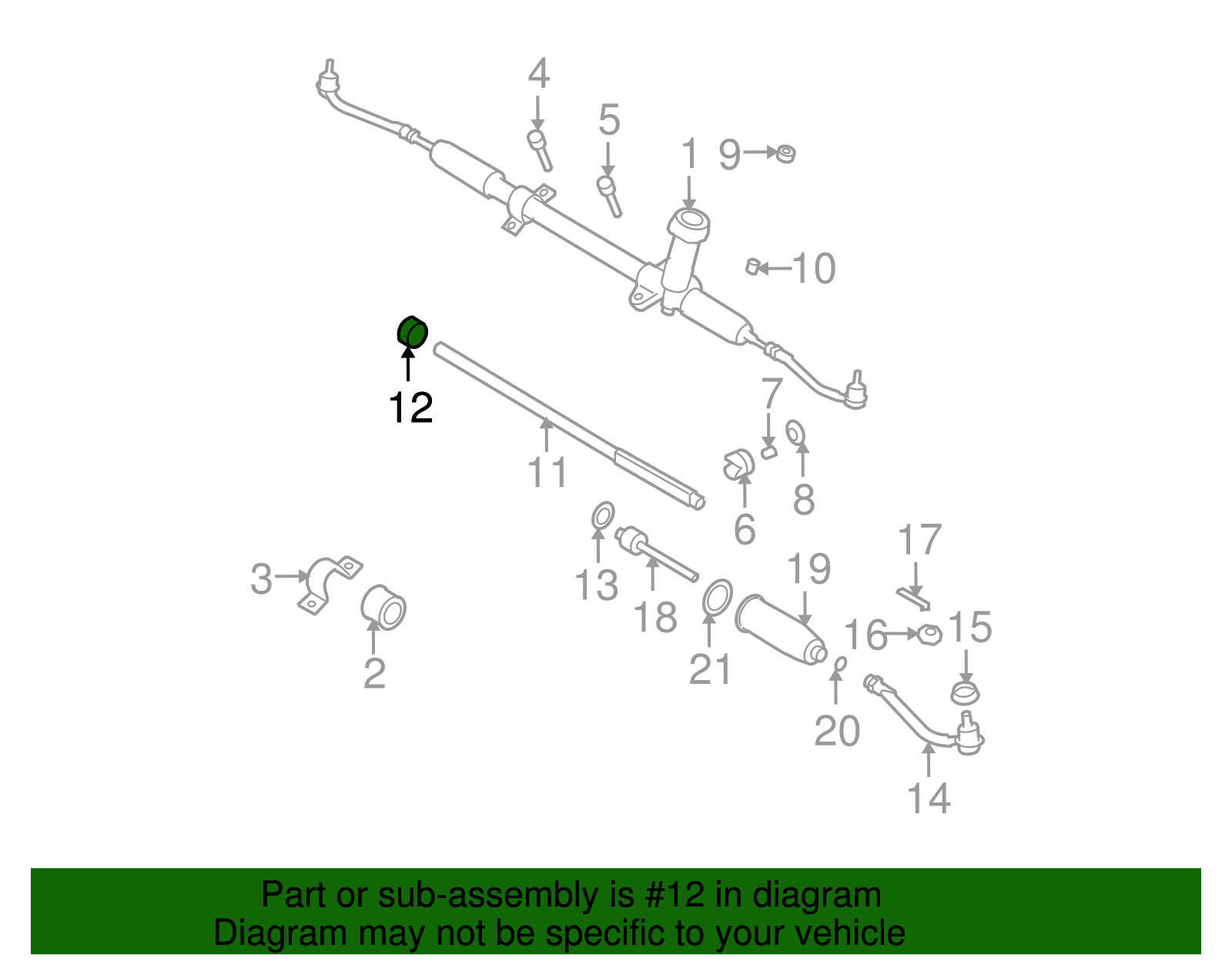 Hyundai - 56521-1H000 - Rack Assembly Bushing - 2008-2012 Hyundai ...