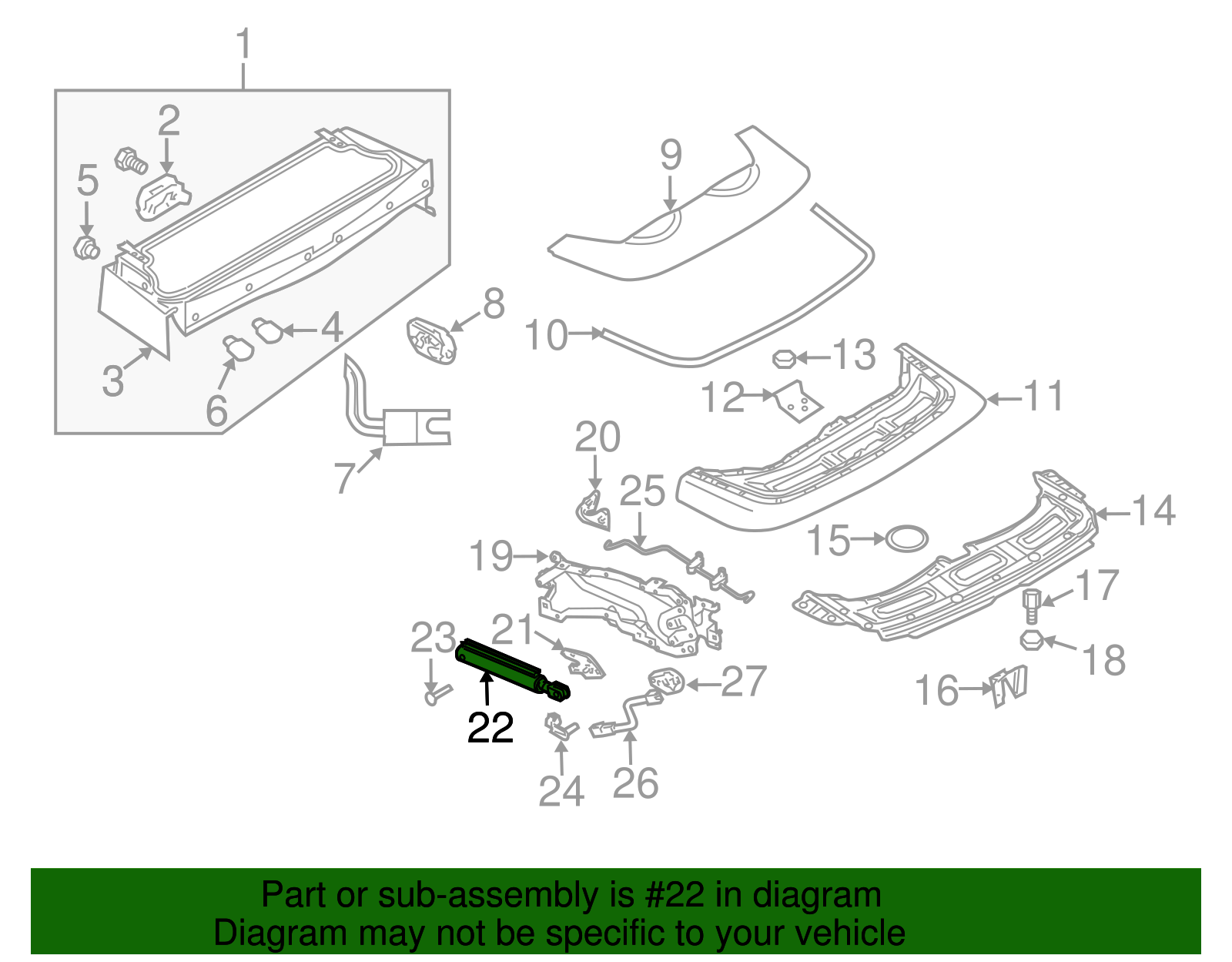 Genuine Tonneau Hydraulic Cylinder for 2004-2011 Saab 9-3 | Part ...