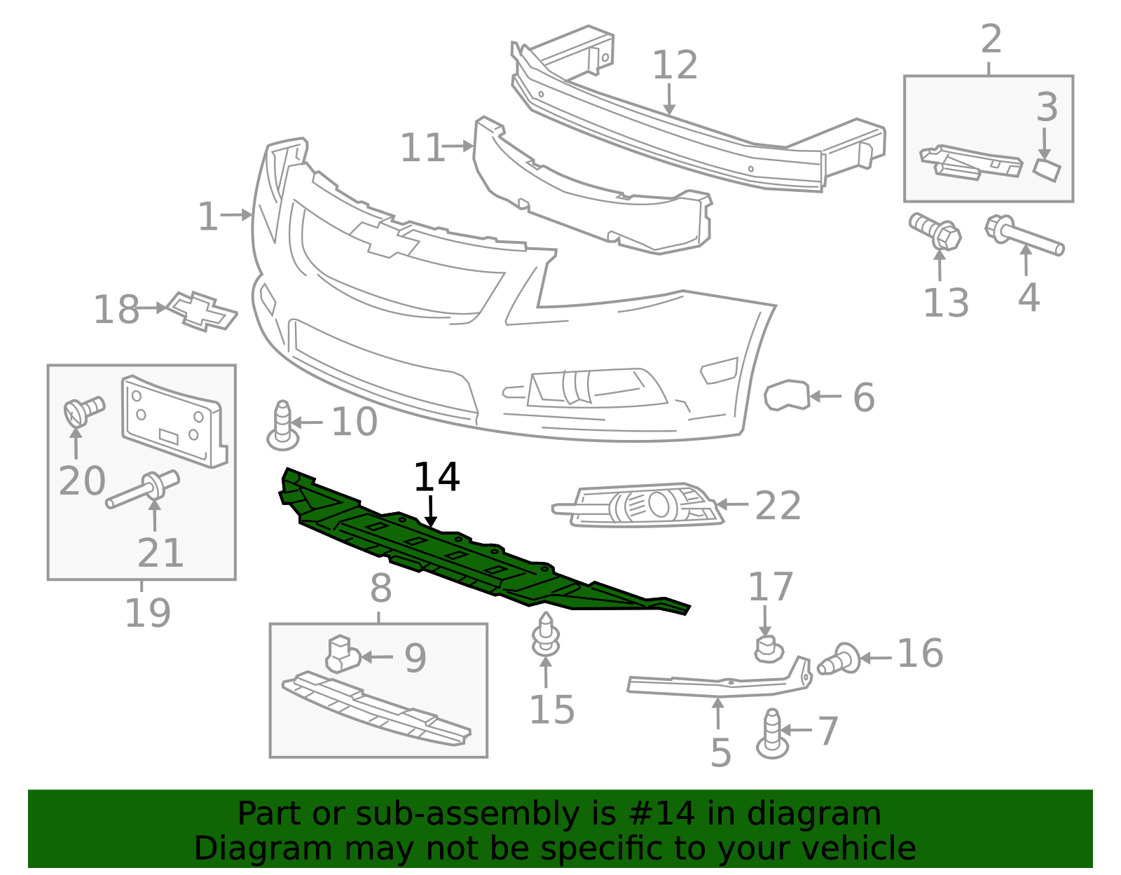 2011-2016 Chevrolet Front Bumper Fascia Lower Deflector 95212249 ...
