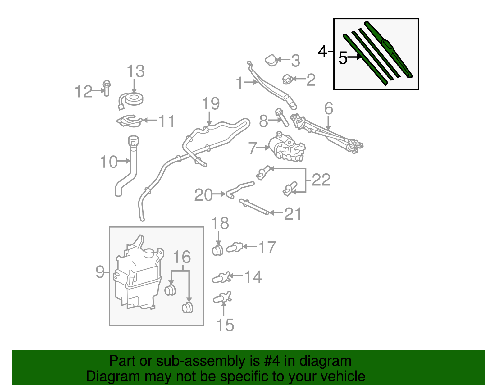 2009-2015 Toyota Windshield Wiper Blade (Left, Front) 85222-0T030 | OEM ...