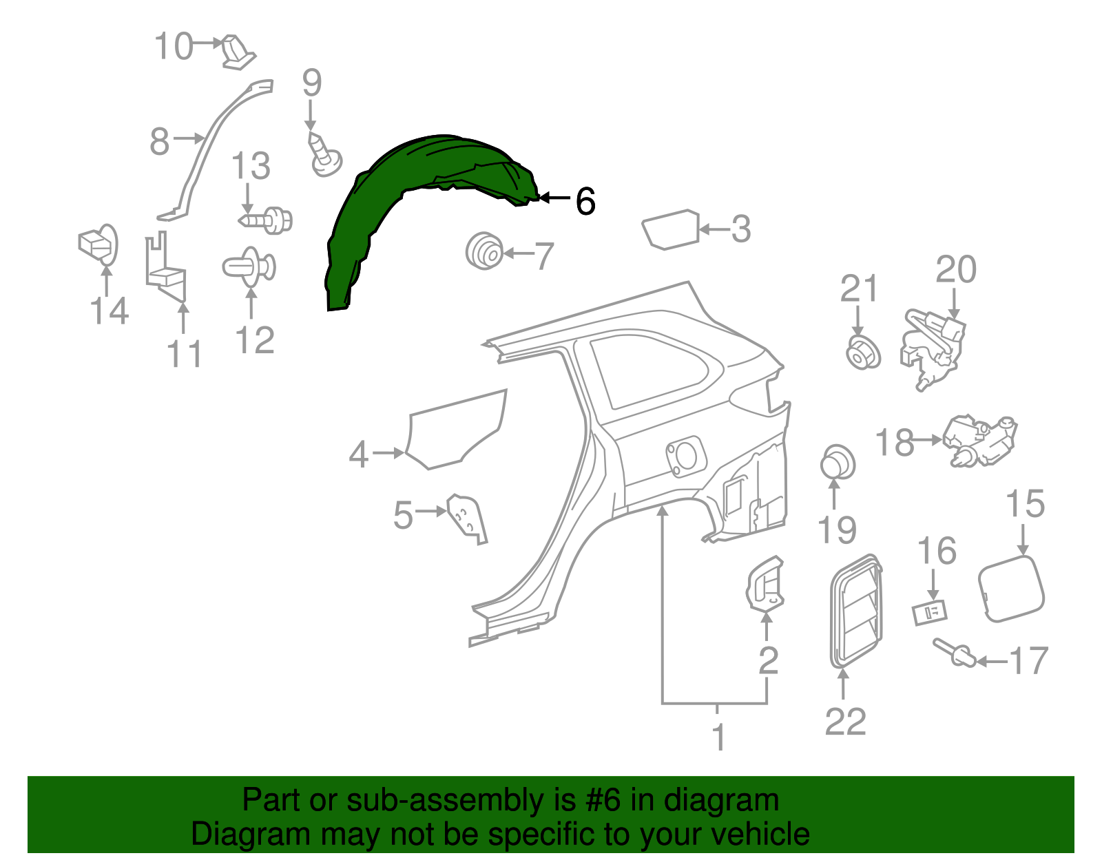2014-2019 Toyota Highlander Wheelhouse Liner 65637-0E040 | Toyota Parts ...