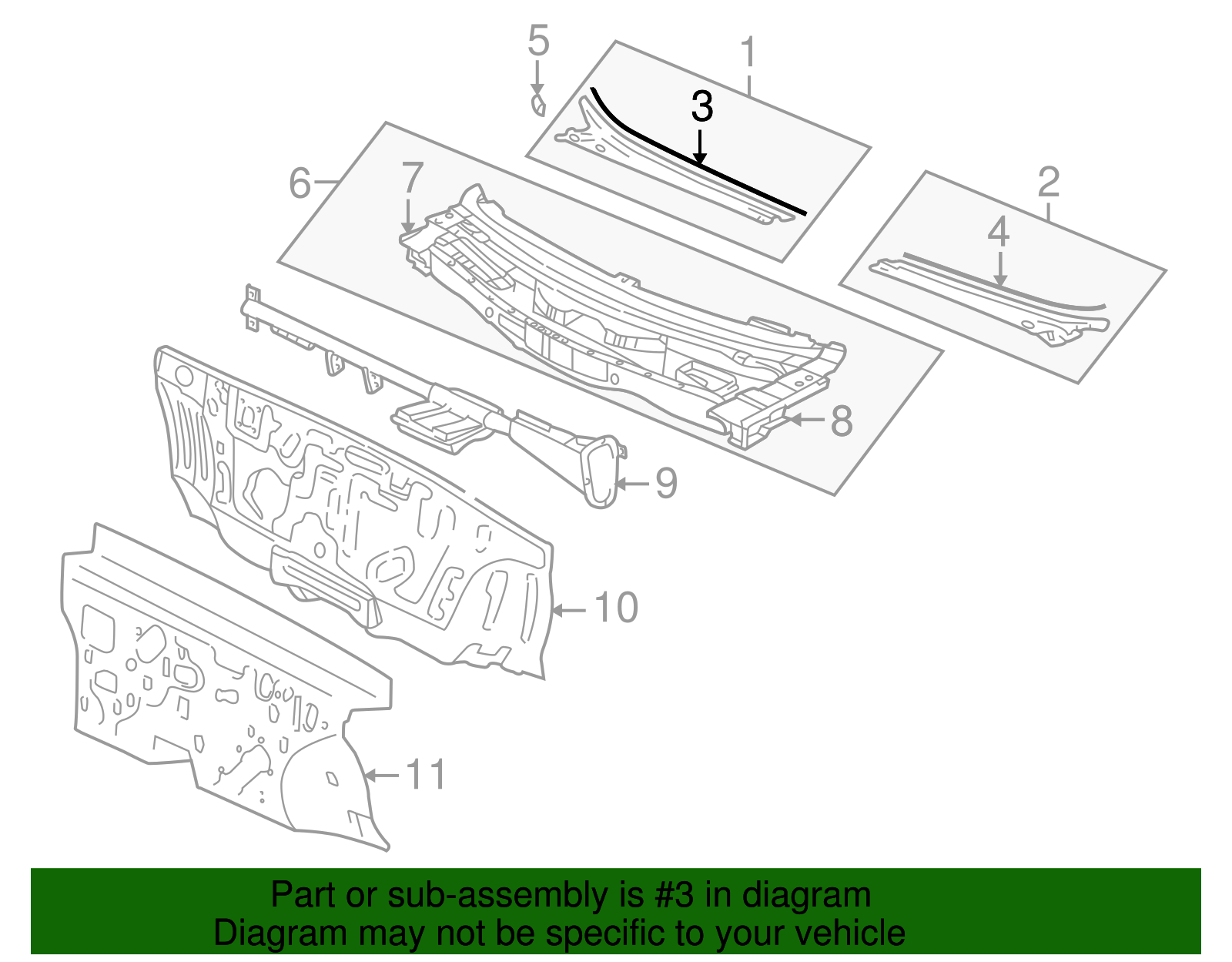 86154-3C000 - Cowl Grille Strip - 2001-2006 Kia Optima | World Kia Parts