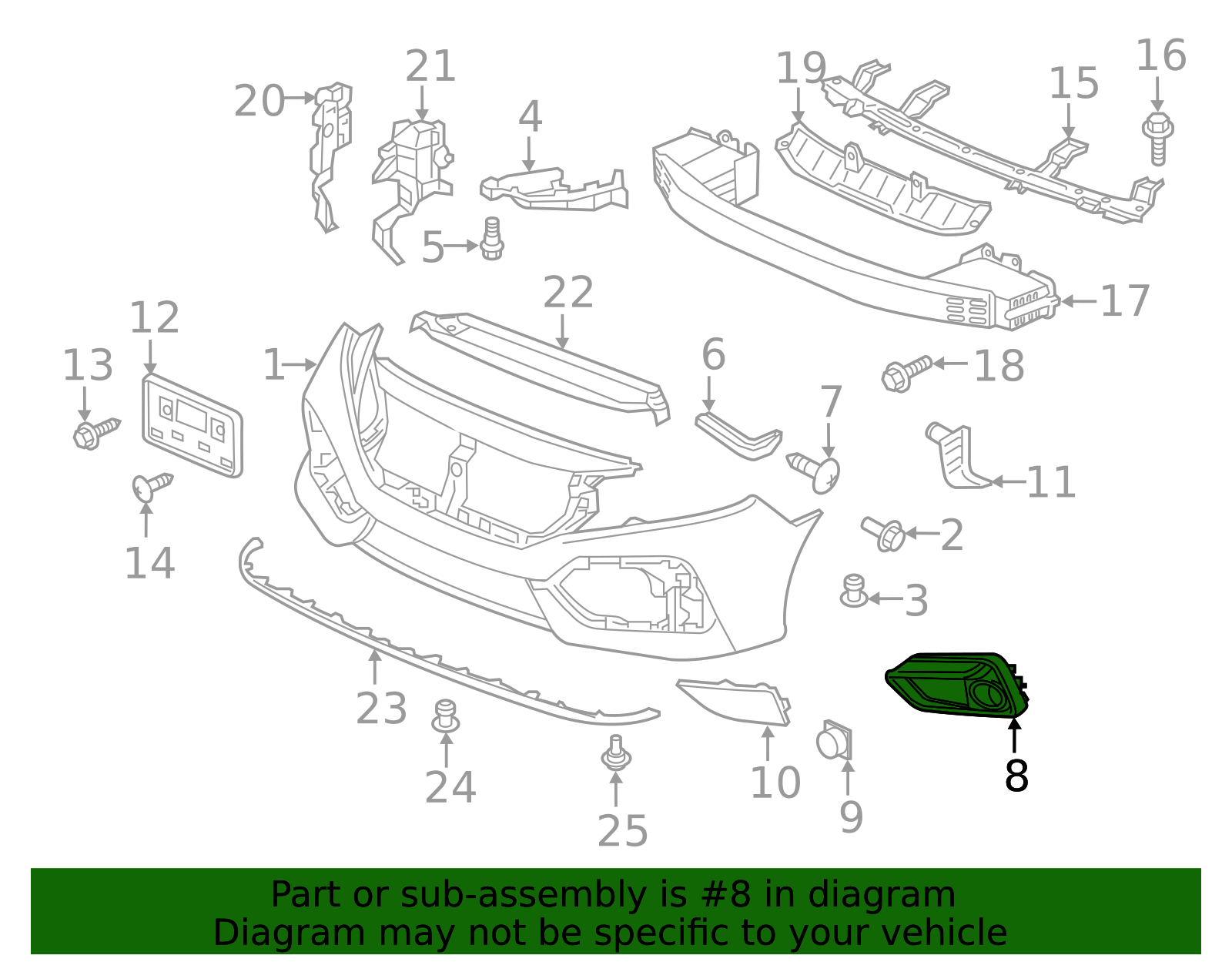 71118-TGG-A50ZG - Garnish Assembly L Front Bumper Side *B593M ...