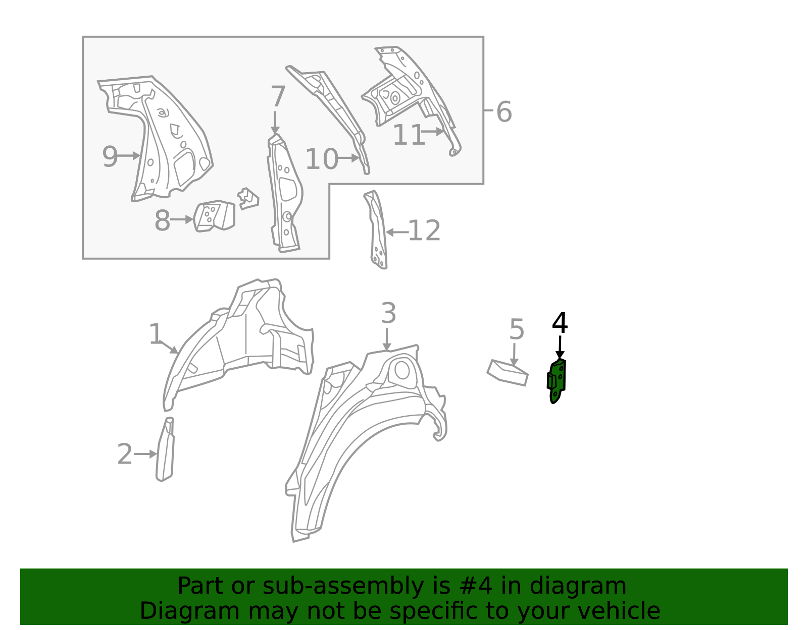2012-2019 Toyota Outer Wheelhouse Extension 61635-52110 | MotorMotor