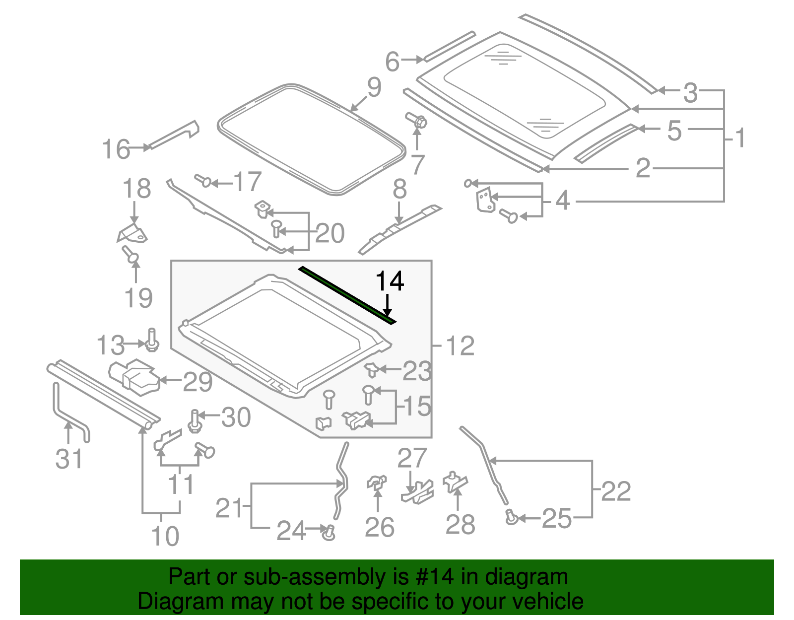 8T0-877-439 - Sunroof Frame Seal 2008-2017 Audi | Audi OEM Parts Guy