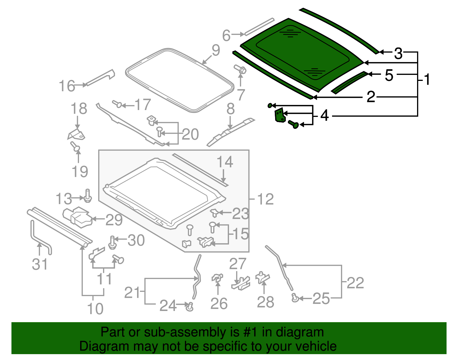8T0-877-911-A - Sunroof Glass 2008-2010 Audi | Audi OEM Parts Guy