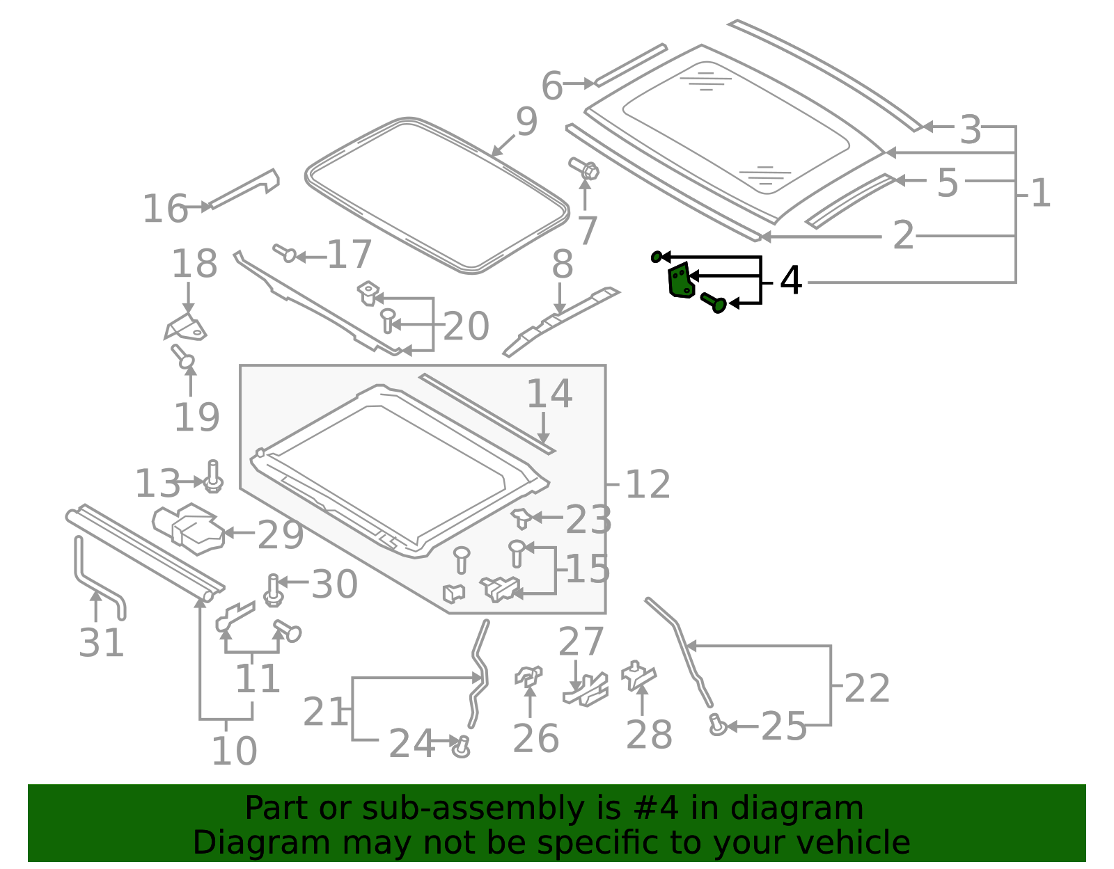 8T0-898-946 - High-Quality Sunroof Glass Hardware Kit for 2008-2017 ...
