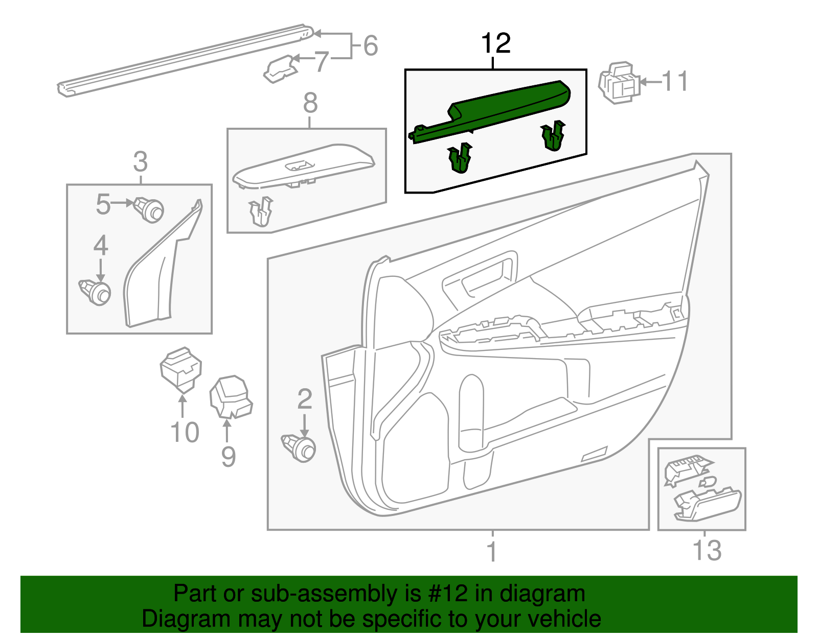 2012-2014 Toyota Camry Door Armrest 74220-06070-A0 | Toyota Parts Center