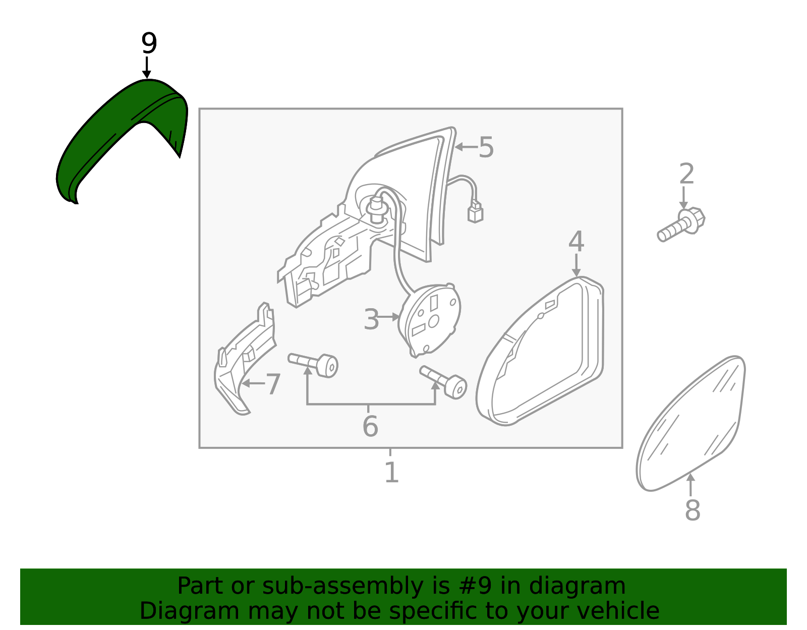 2010-2014 Volkswagen Mirror Cover 5K0-857-537-GRU | VW Direct Auto Parts