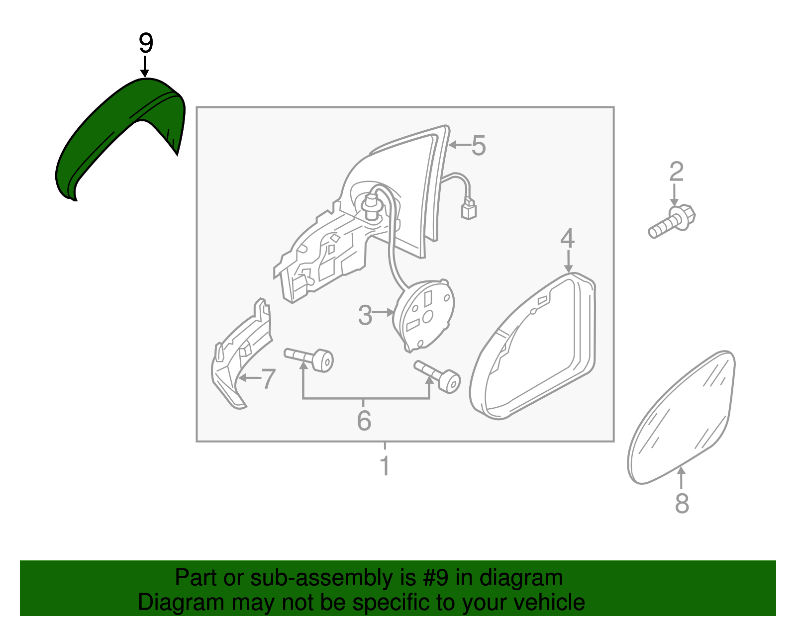 2010-2014 Volkswagen Mirror Cover 5K0-857-537-GRU | VW Direct Auto Parts