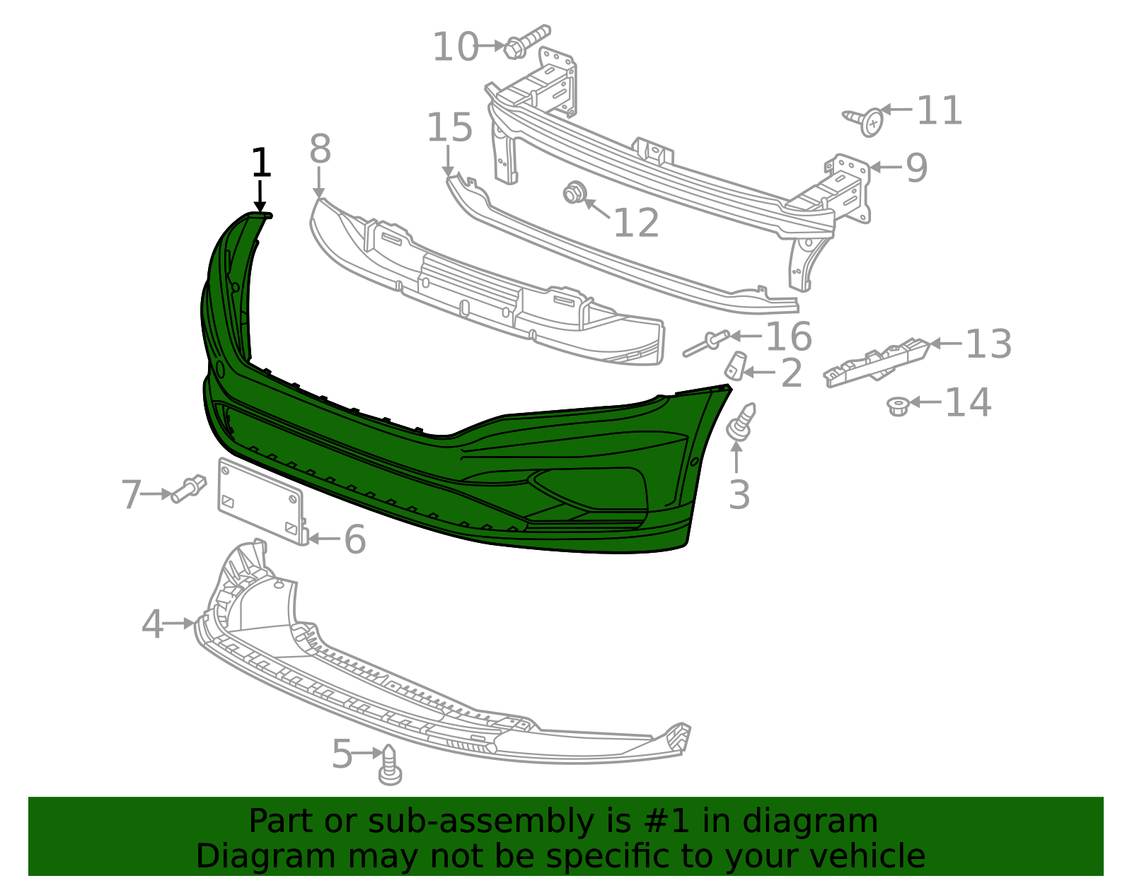 561-807-221-H-GRU - Bumper Cover 2020-2022 Volkswagen Passat ...
