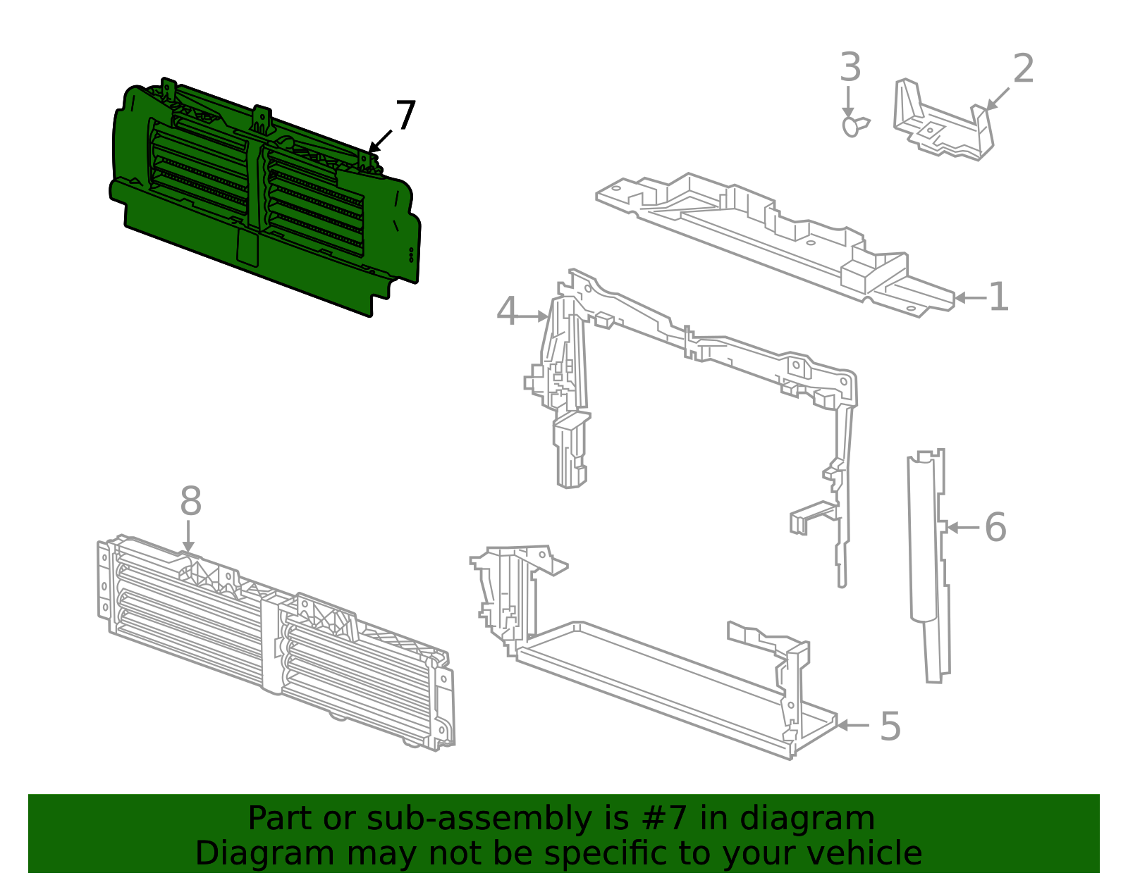 2020-2025 Cadillac XT5 Radiator Shutter Assembly 85524694 GM ...