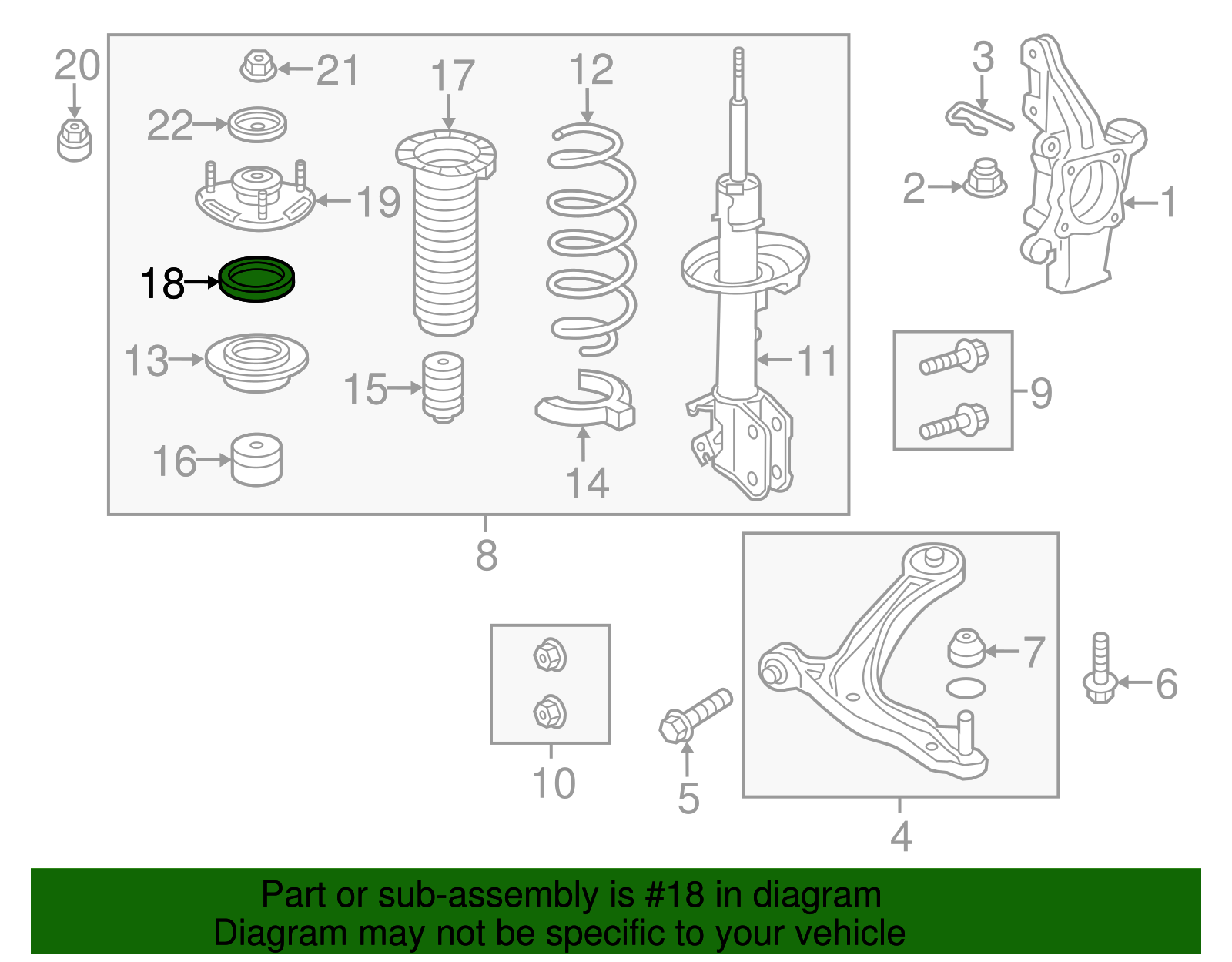 2013-2017 Honda Odyssey Bearing, Fr. Shock Absorber Mount 51726-TK8-A51 ...