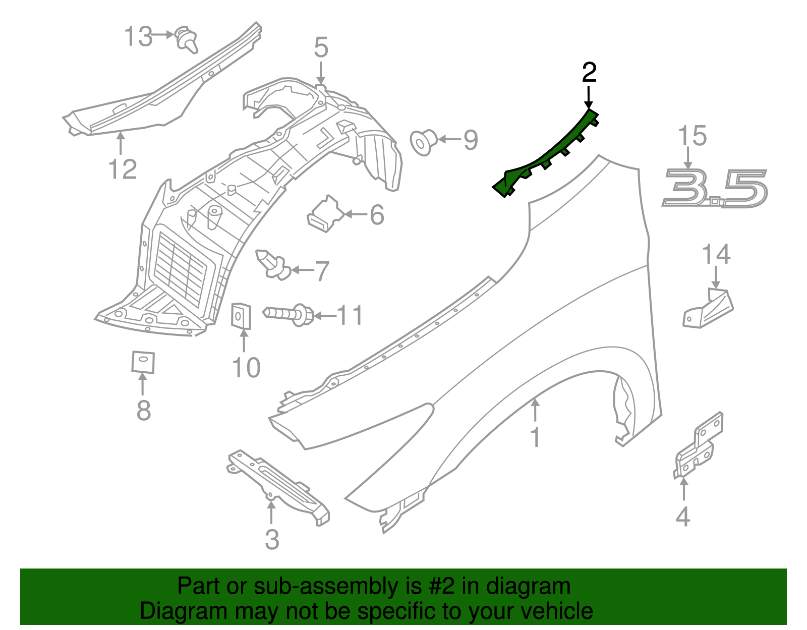 2016-2020 Infiniti QX60 Fender Rear Seal 66895-9NB0A | Faulkner ...