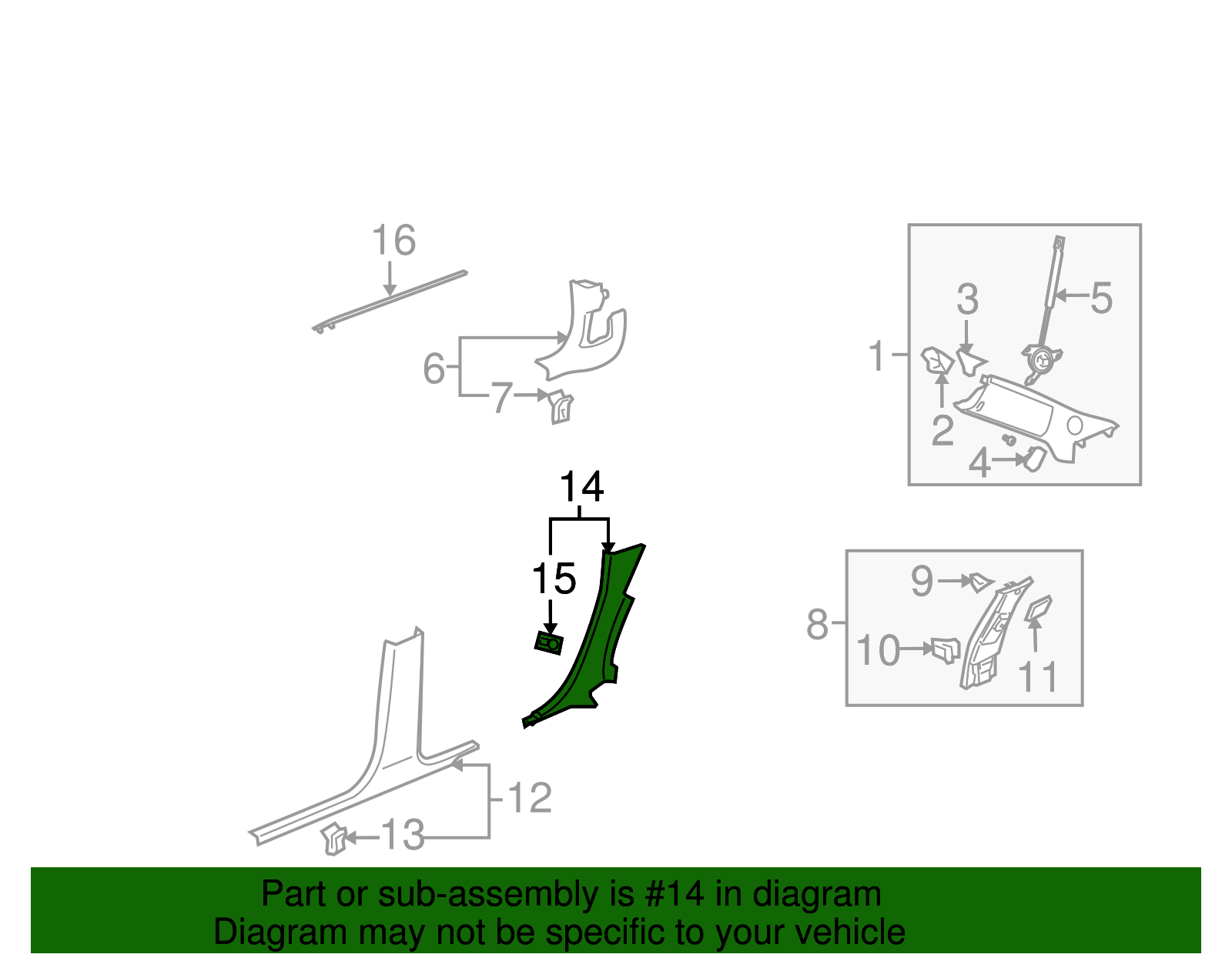 2005-2009 Buick LaCrosse Lock Pillar Trim 15941719 | Capital Chevy Parts