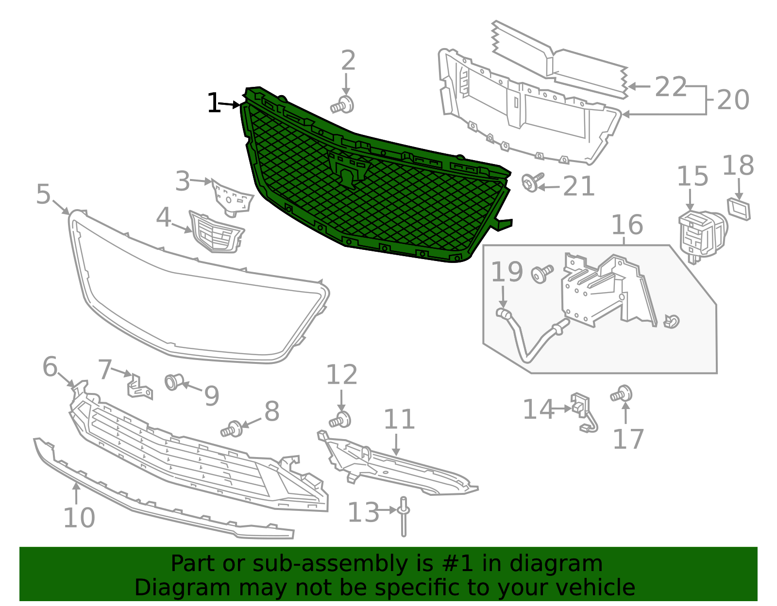 2019-2020 Cadillac CT6 Front Grille 84939299 GM | GMPartsDirect.com