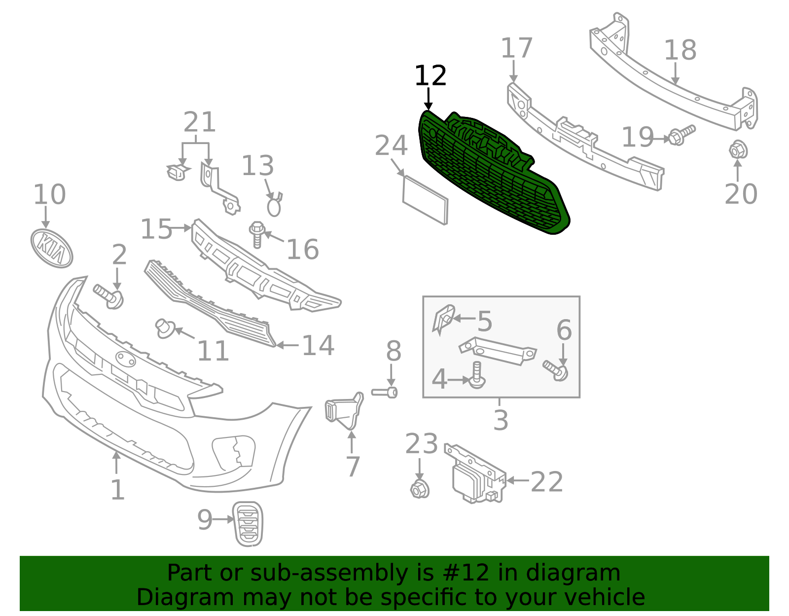 86531-H9AA0 - Lower Grille 2021-2023 Kia Rio | Kia.Parts Store