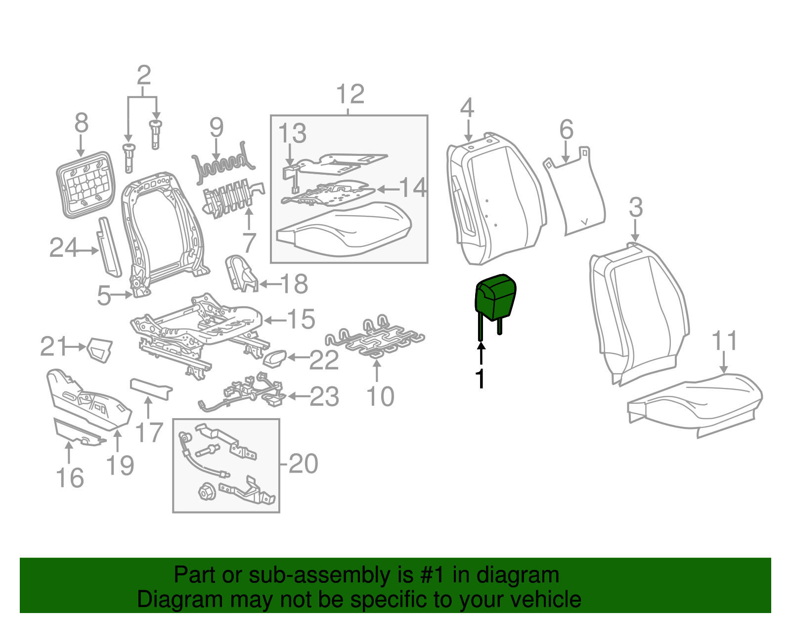 2010-2017 GM Jet Black Front Seat Head Restraint 20939762 | Shop Matick ...