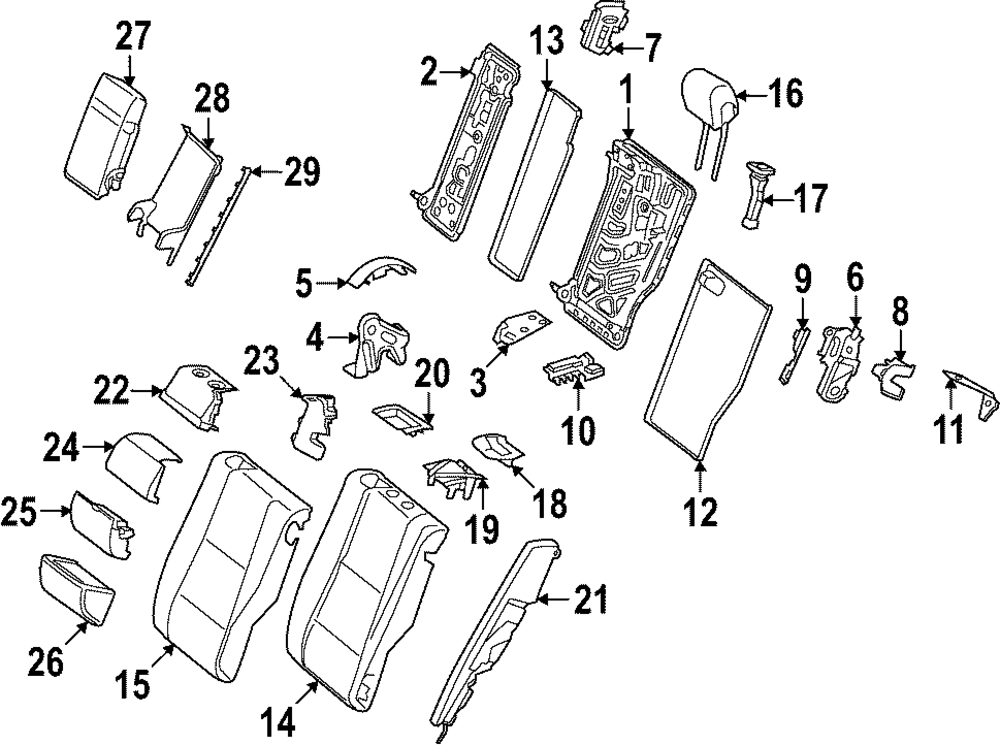 206-920-27-00-8W51 - Seat Back Bolster Assembly 2022-2025 Mercedes-Benz ...