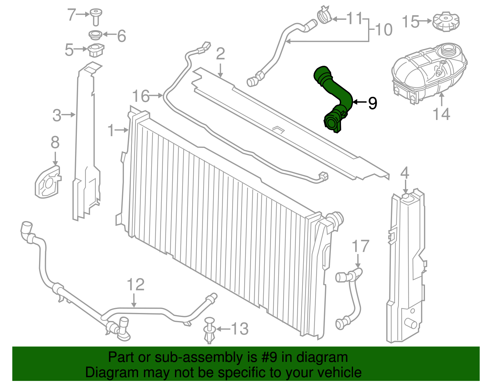 2012-2018 BMW Radiator Coolant Hose 17-12-7-627-104 | BMW OEM Parts
