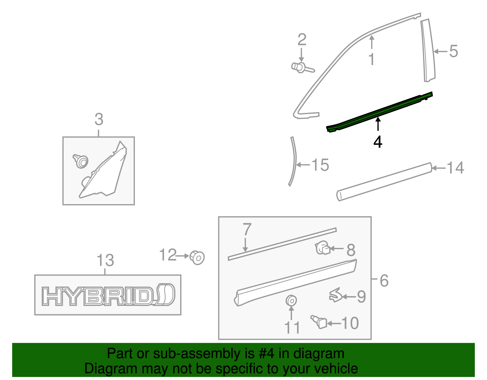 2014-2019 Toyota Highlander Belt Molding 75710-0E070 | OEM Parts Online