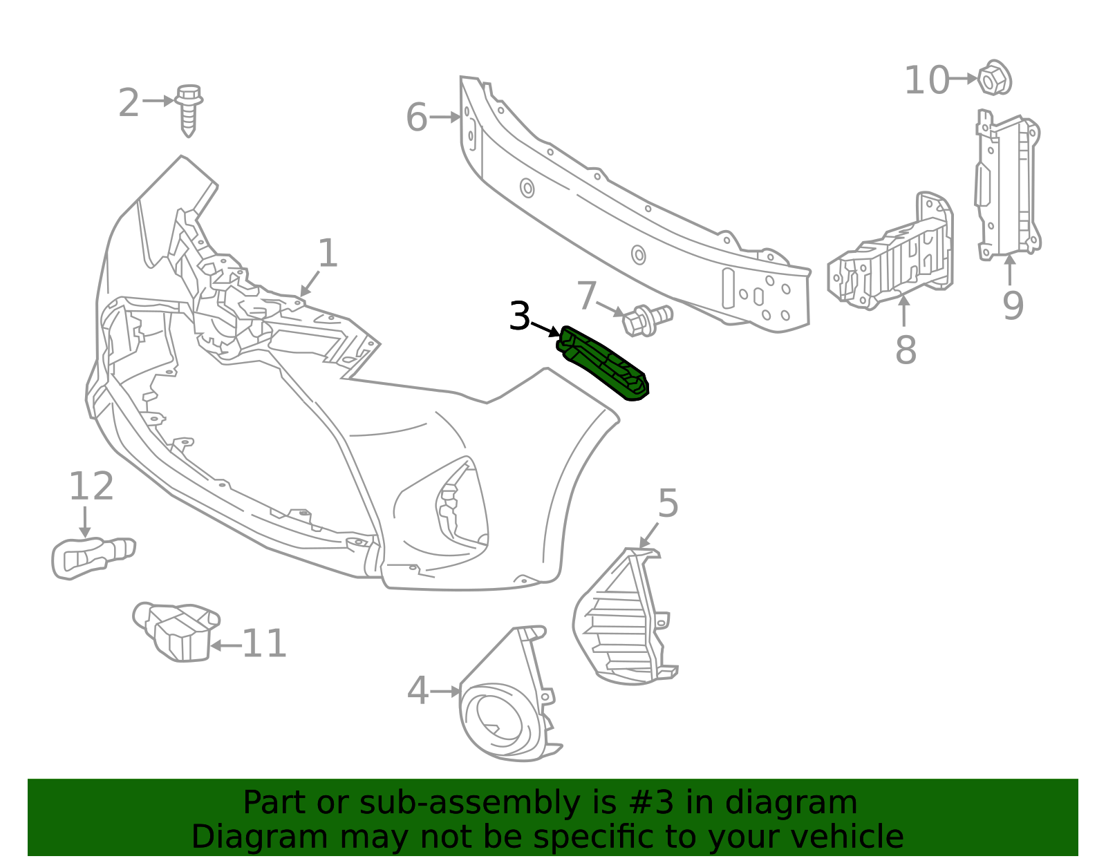 Bumper Cover Support Rail 52535-0D090 | Toyota Parts Center