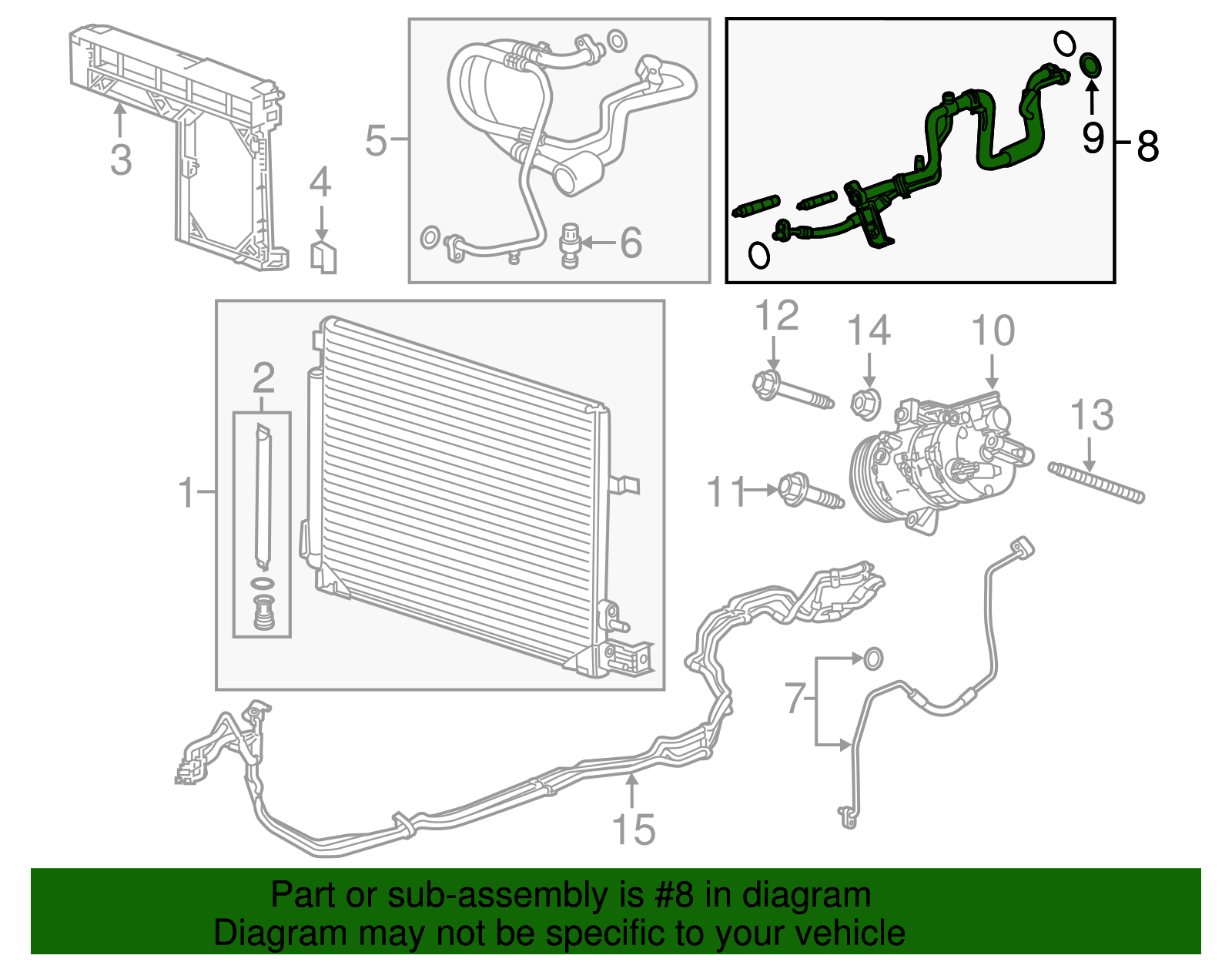 2019 Cadillac CT6 Air Conditioning Condenser and Evaporator Hose ...