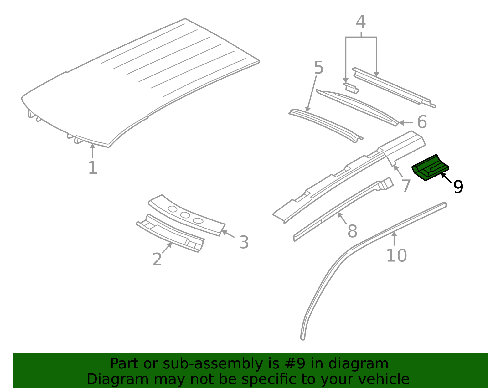 1997-2008 GM Passenger Side Inner Roof Rail 10408488 | QuirkParts