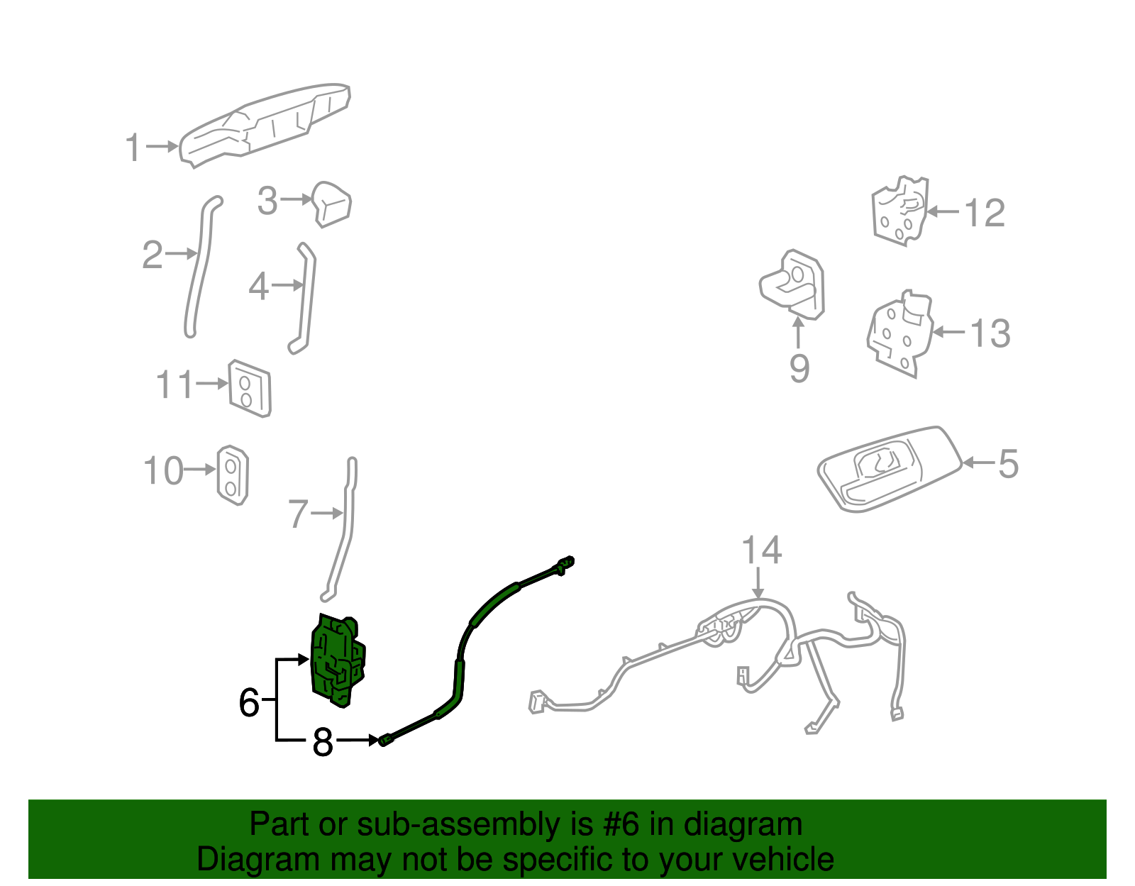 2007-2010 GM Front Passenger Side Door Lock with Cable, Actuator, and ...