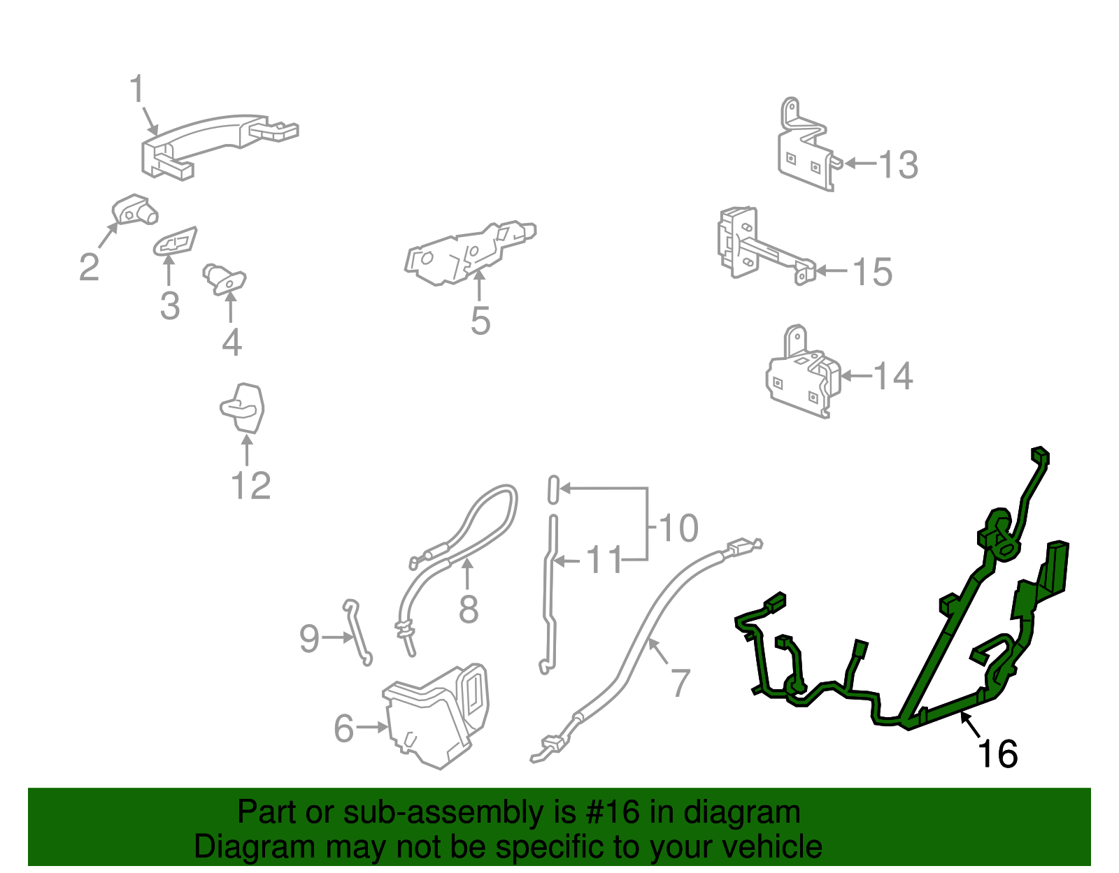 2018-2019 Chevrolet Impala Front Driver Side Door Wiring Harness ...