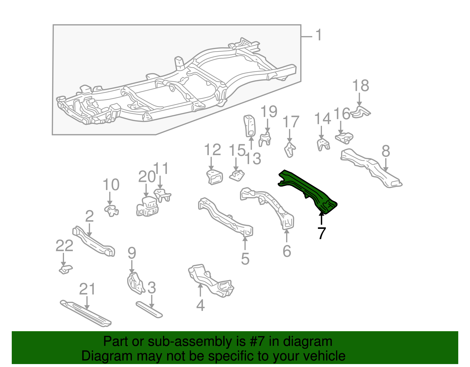 2001-2004 Toyota Tacoma Frame Crossmember 51205-04020 | Toyota Parts Center
