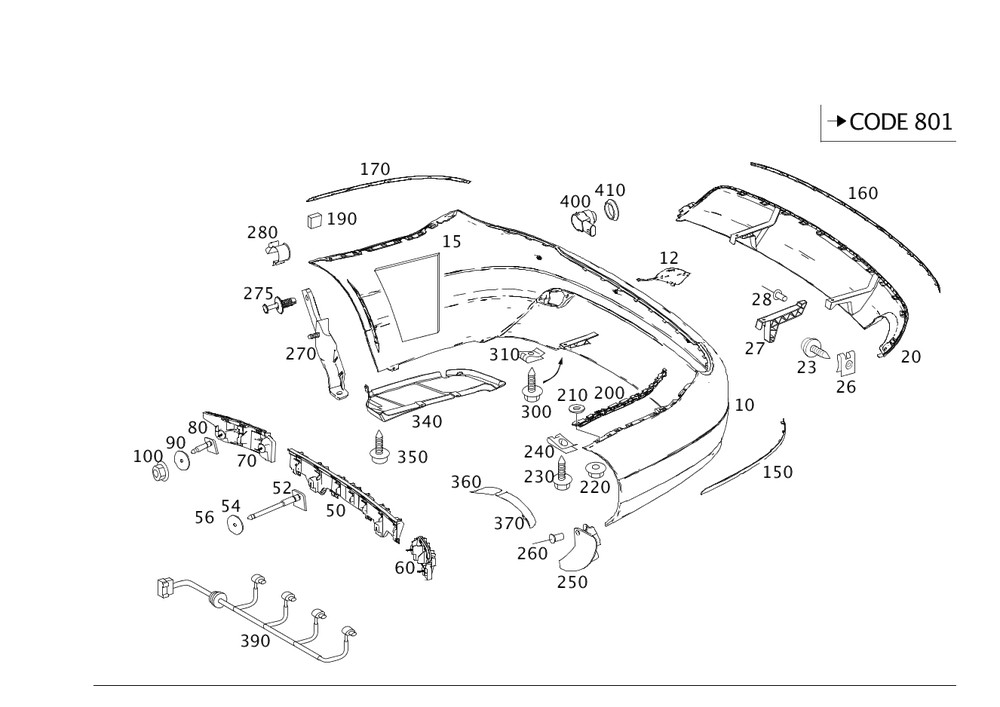 Genuine Cover, Bumper Area for 2006-2015 Mercedes-Benz | OEM Part# 204 ...