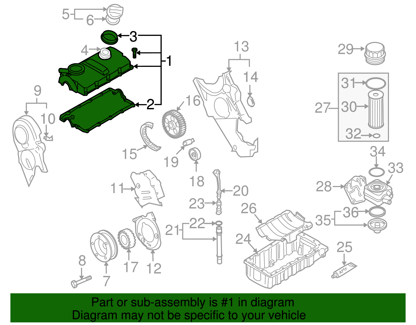2004-2006 Volkswagen Valve Cover 038-103-469-AF | VW Direct Auto Parts