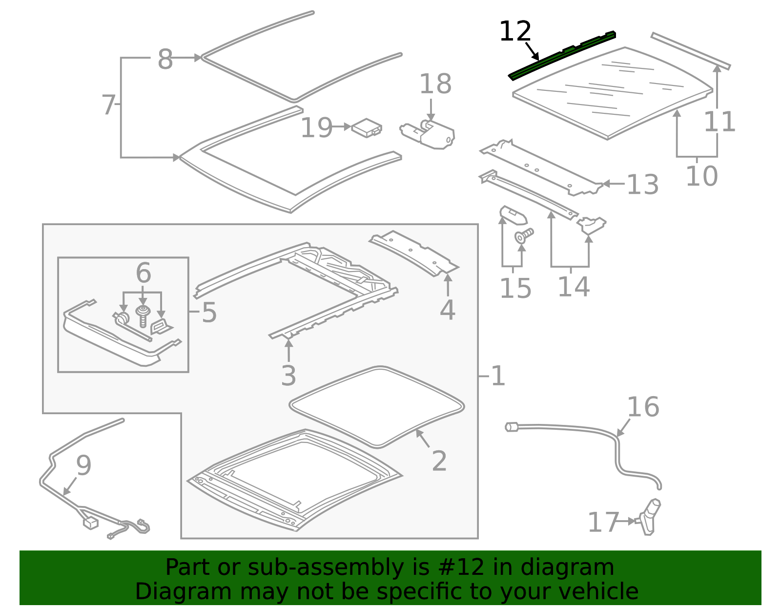5G6-877-781 - Sunroof Glass Trim 2015-2023 Volkswagen | Wolfsburg Parts ...