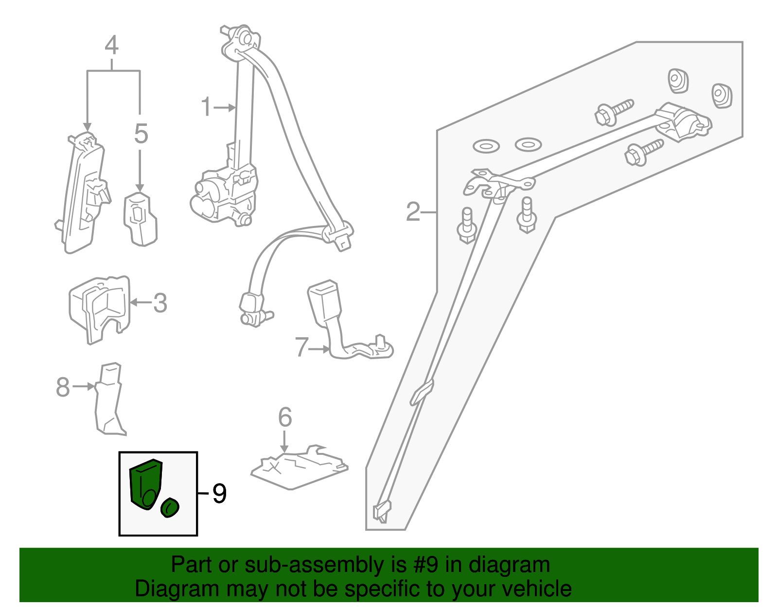 04865-TK8-A00ZC - Anchor Assembly Middle Seat Center *YR400L* (Sienna ...