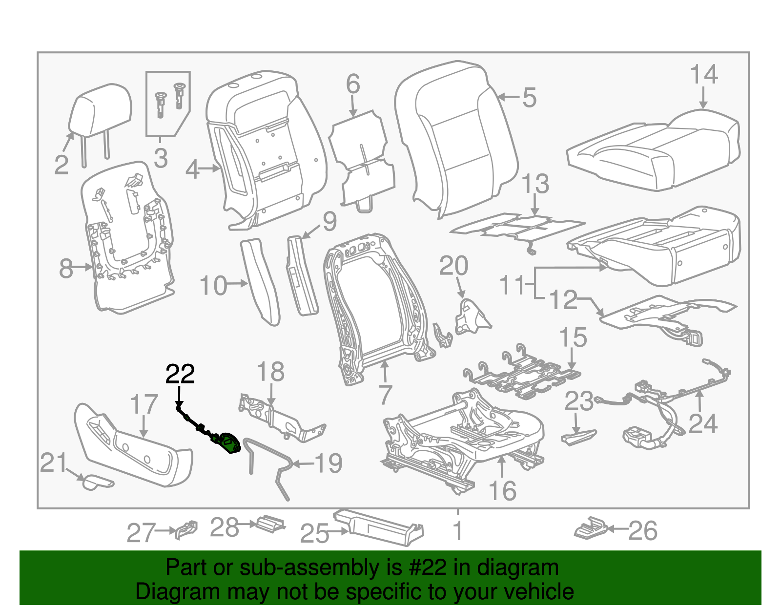 2014-2022 GM Passenger Seat Recliner Actuator 22844103 | Capital Chevy ...