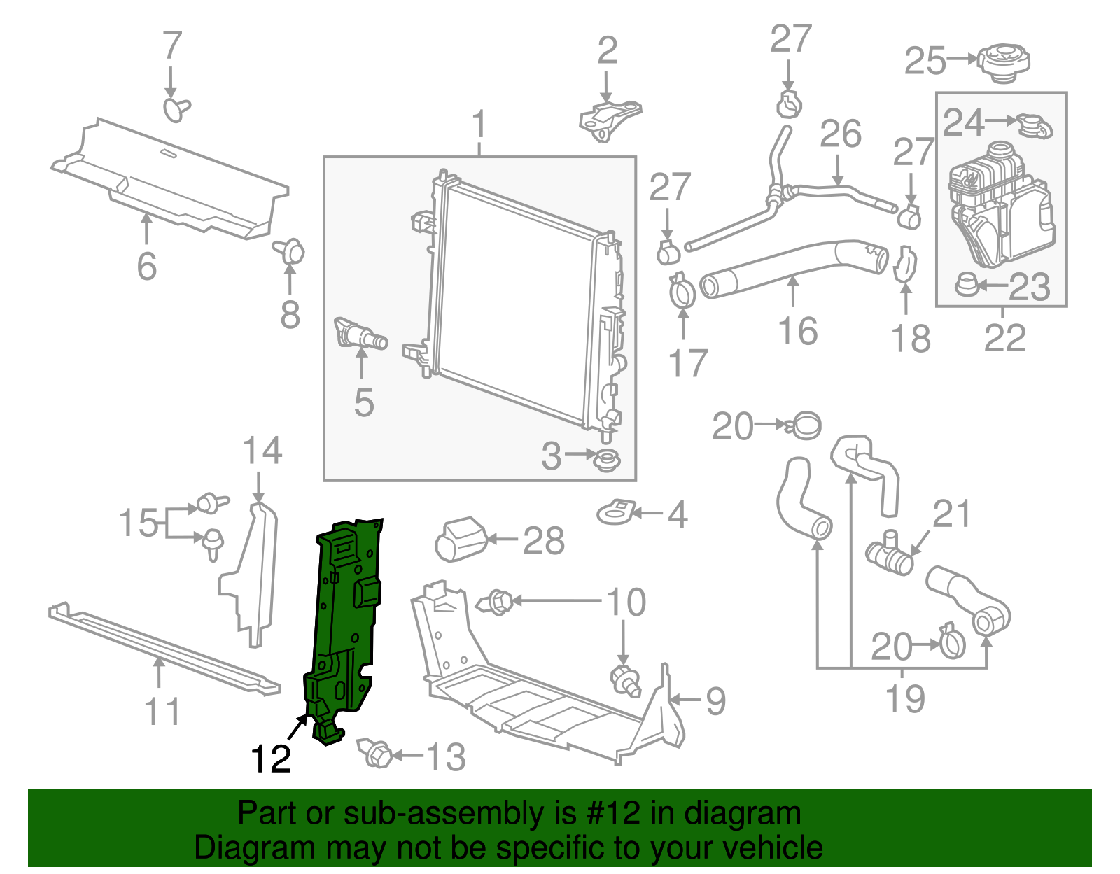 23107671 - Passenger Side Radiator Air Side Seal GM 2016-2019 Cadillac ...