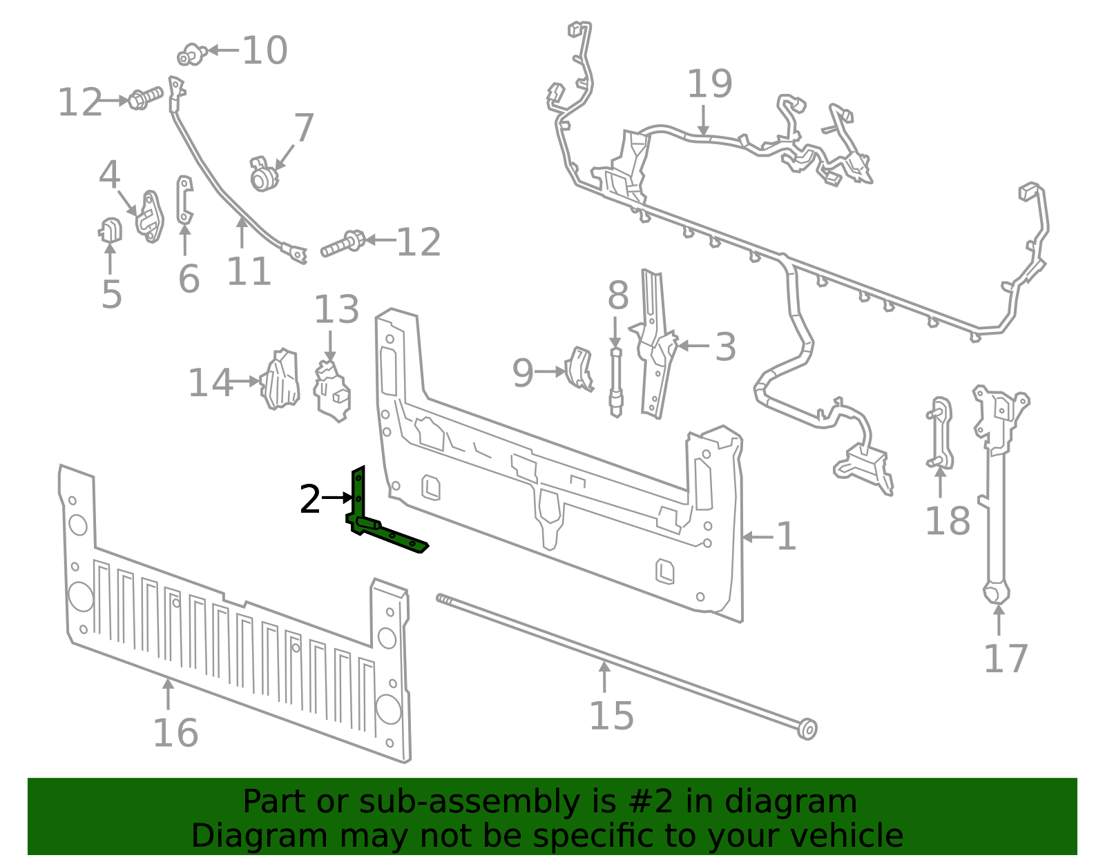 84708342 - 2019-2025 GM - Driver Side Tailgate Closure Side Hinge ...
