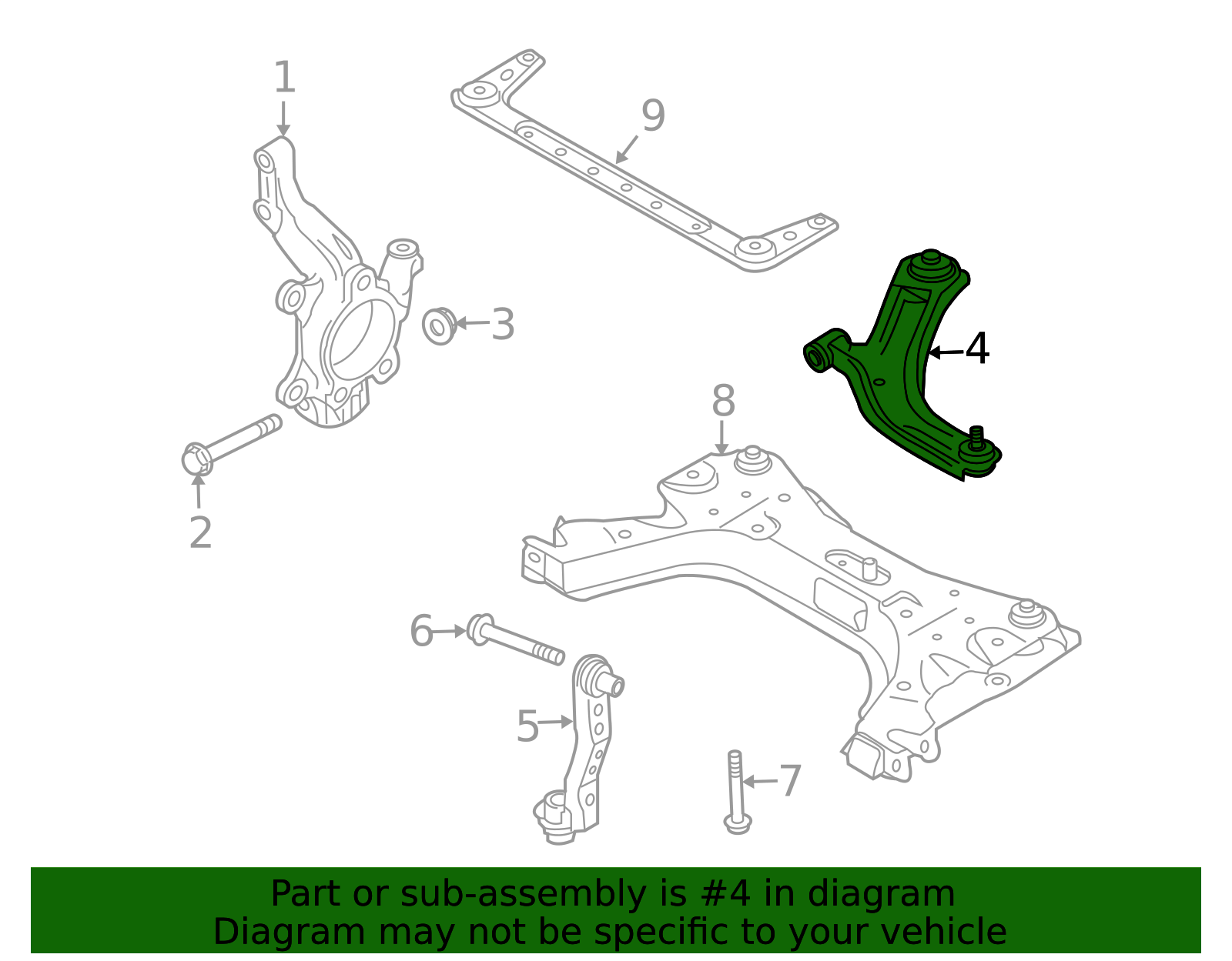 2009-2014 Nissan Cube Lower Control Arm 54500-5LN0A | Bill Kay Nissan Parts