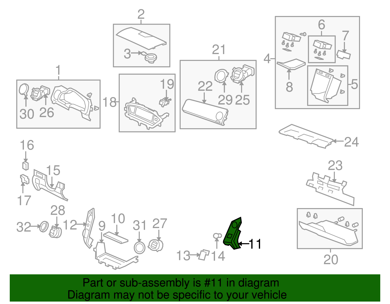 77254-SZA-A00ZA - 2009-2011 Honda Pilot - Panel R Center *B167L ...