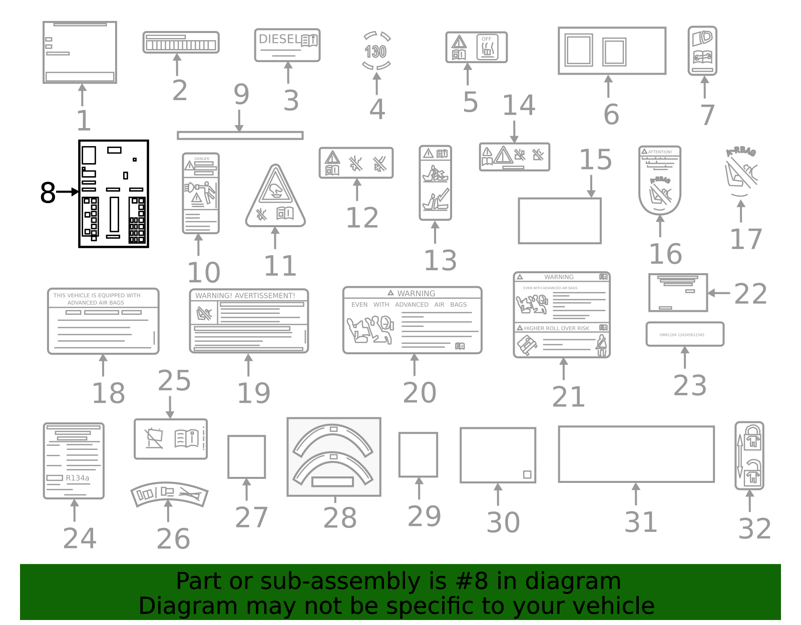 166-008-07-99 - Fuse Box Label 2016-2019 Mercedes-Benz | Mercedes-Benz ...